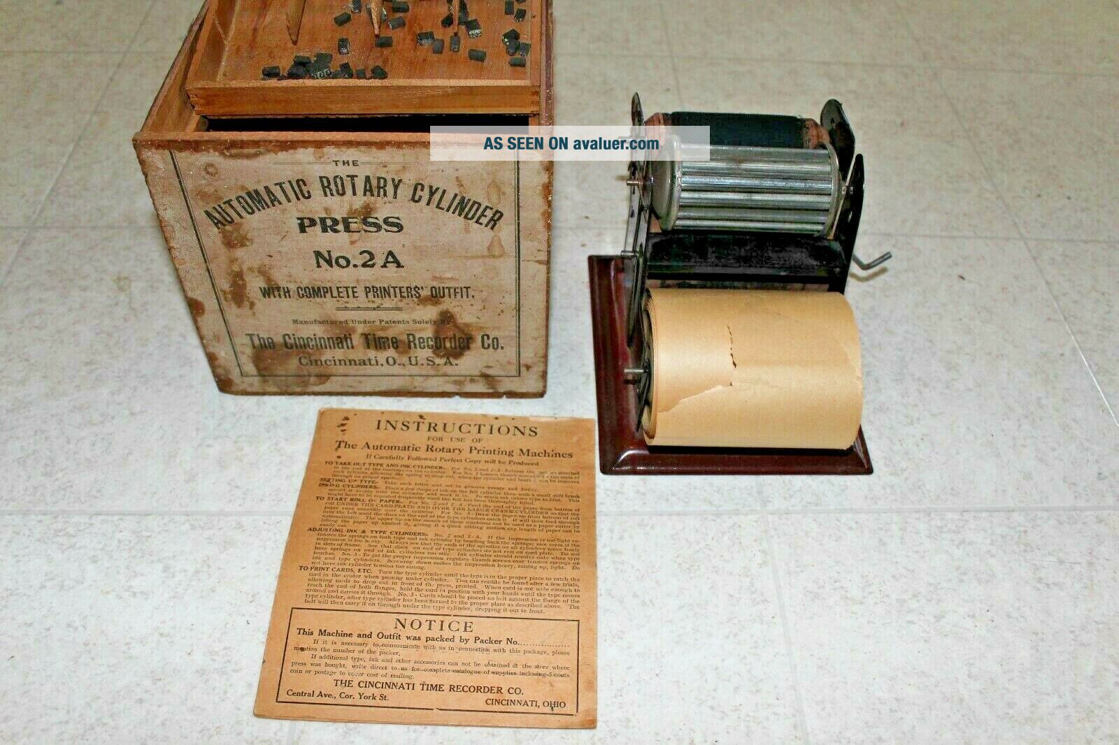 Antique RARE Automatic Rotary Cylinder Printing Press No. 2A - IN CRATE ...