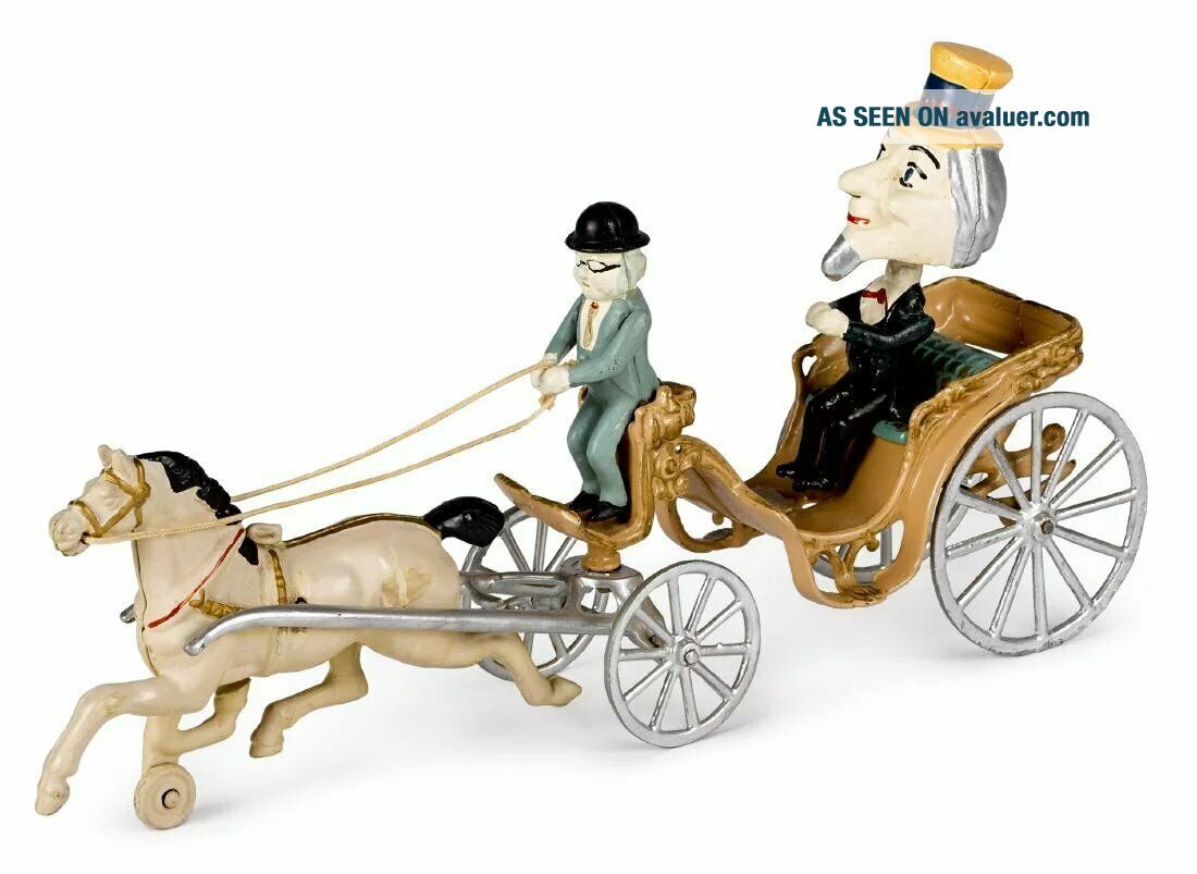 CAST IRON HORSE DRAWN CARRIAGE UNCLE SAM NODDER TOY - SEARS FROM KENTON ...
