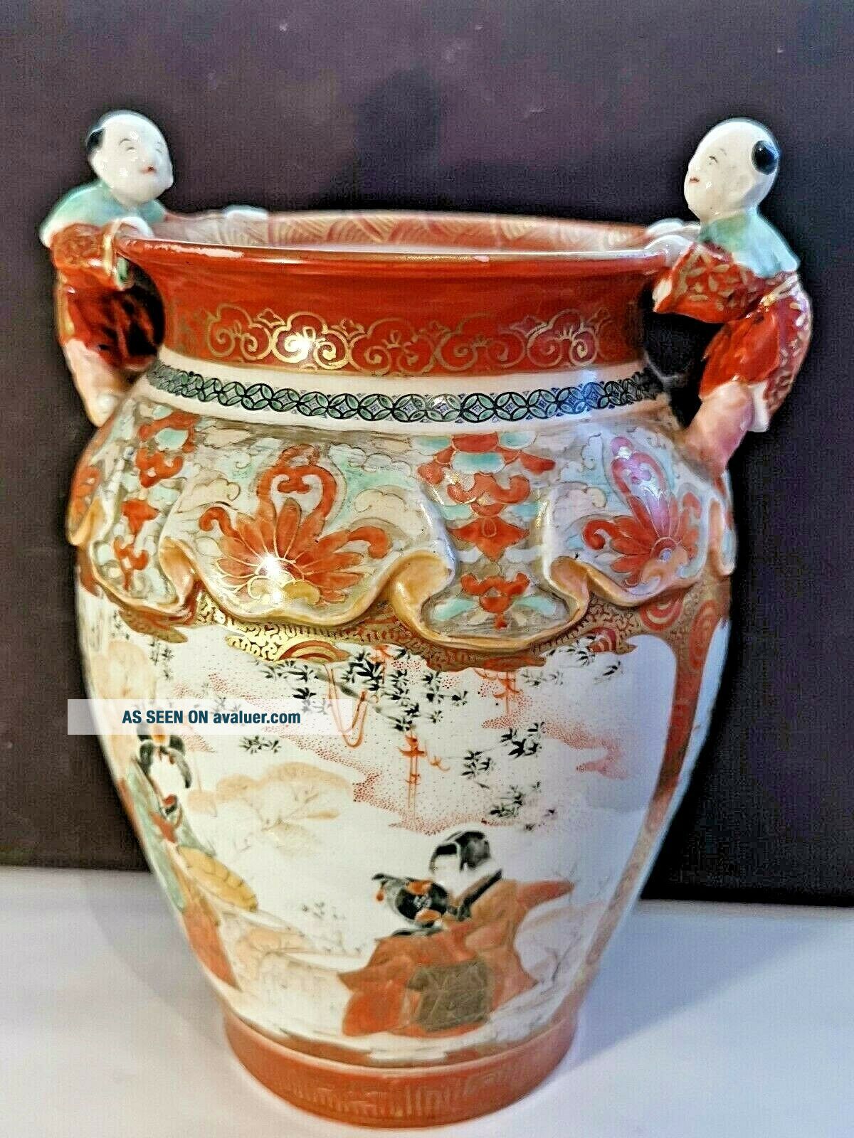 Antique Japanese Kutani Tsukuru Dai Nippon Meiji Porcelain Vase Sumida ...