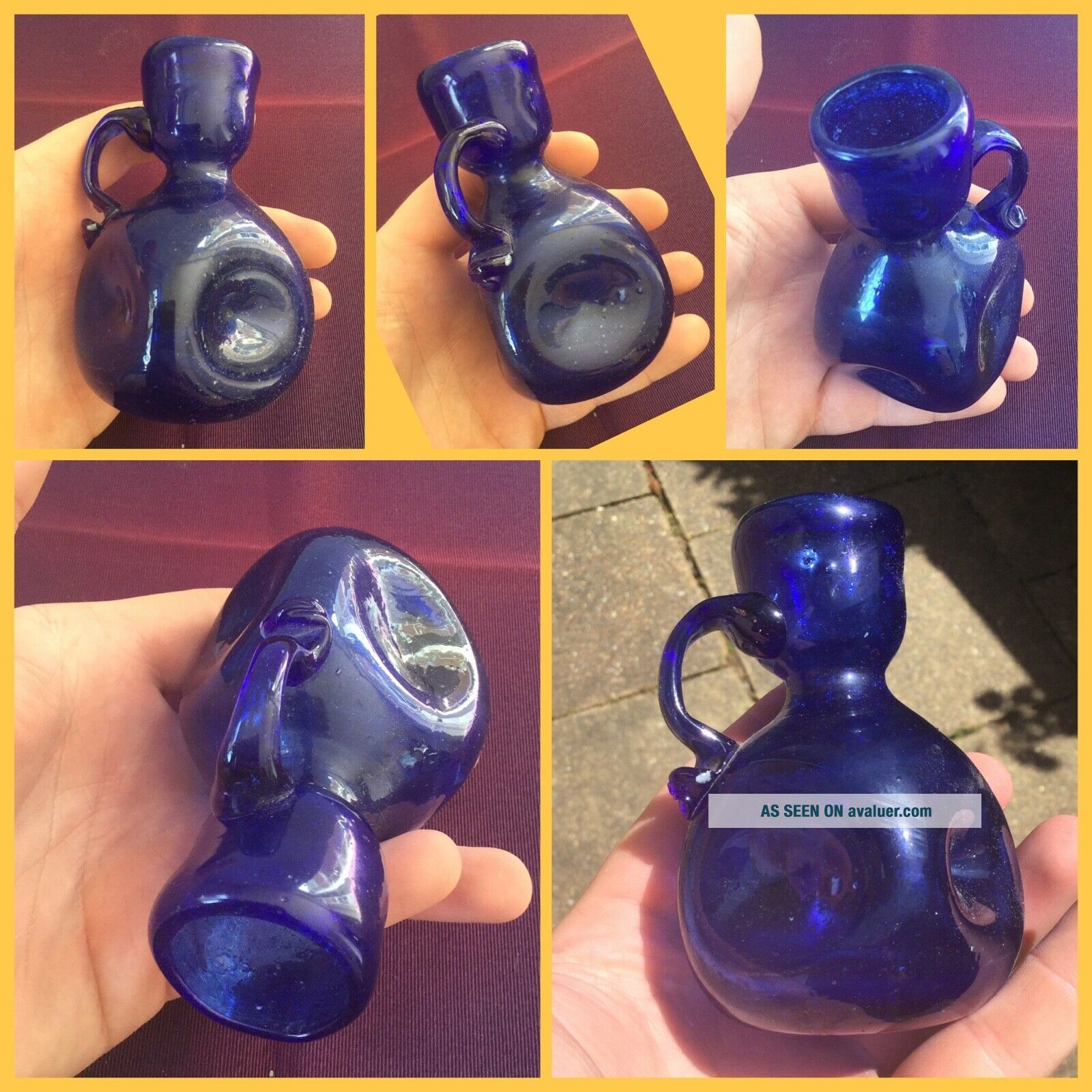 Rare Ancient Roman Blue Glass Shaped Bottle, 2nd To 4th Century Ad | #33024