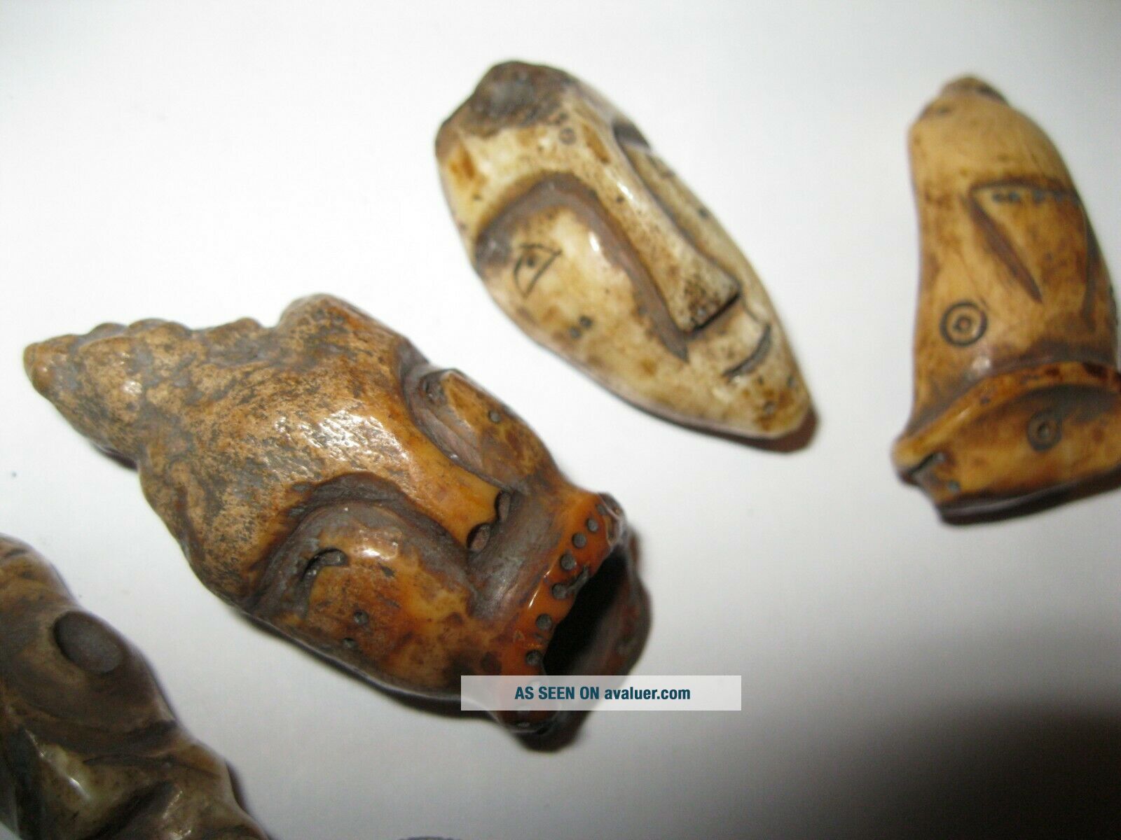 5 OLD ESKIMO - INUIT CARVED SHAMANS CHARMs PART OF A LARGER GROUP THAT ...