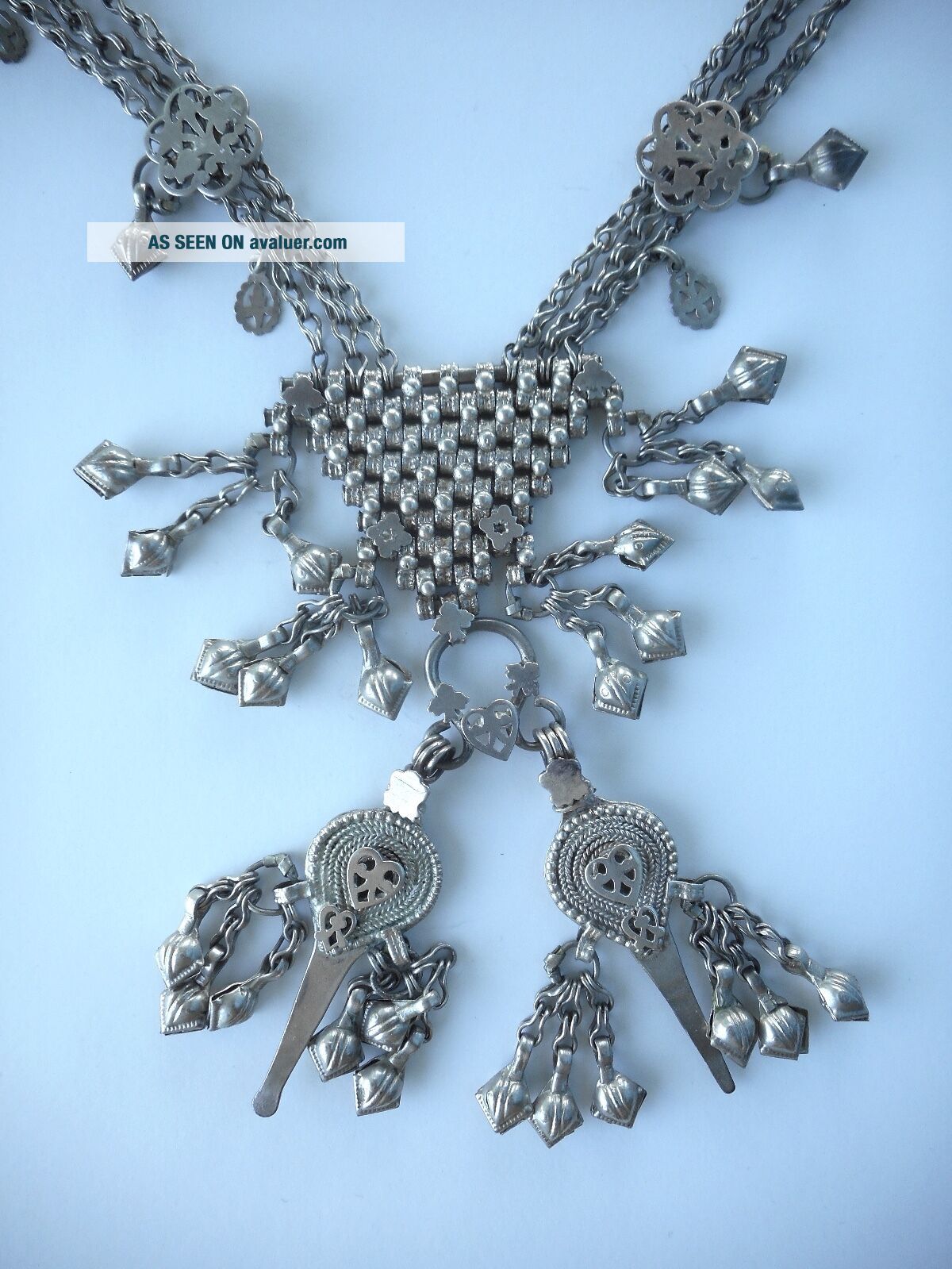 Impressive Large Middle Eastern Silver Necklace | #48122