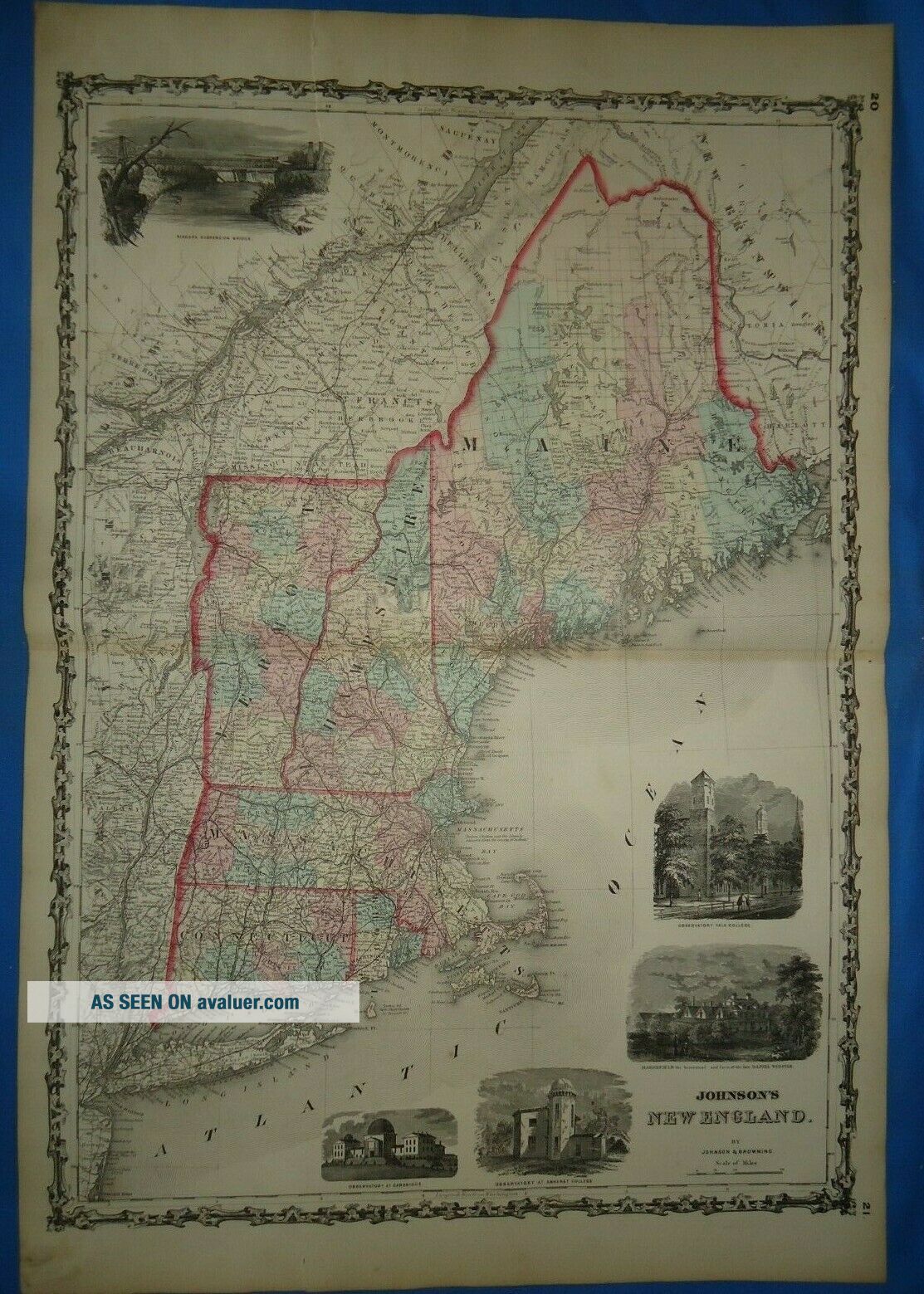 Vintage 1862 ENGLAND Map Old Antique Johnson ' S Atlas | #49839
