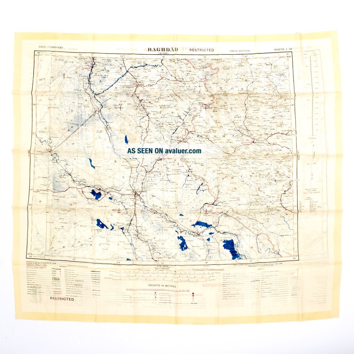 British Gulf War Fabric Map Of Baghdad & Basra | #55003