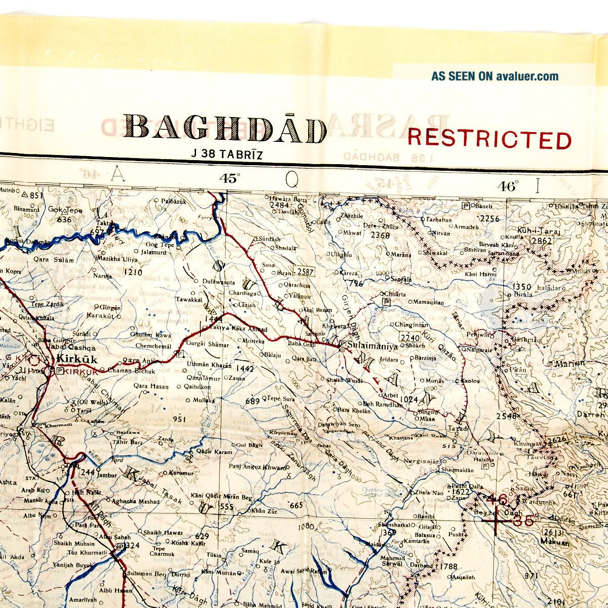 British Gulf War Fabric Map Of Baghdad & Basra | #55003