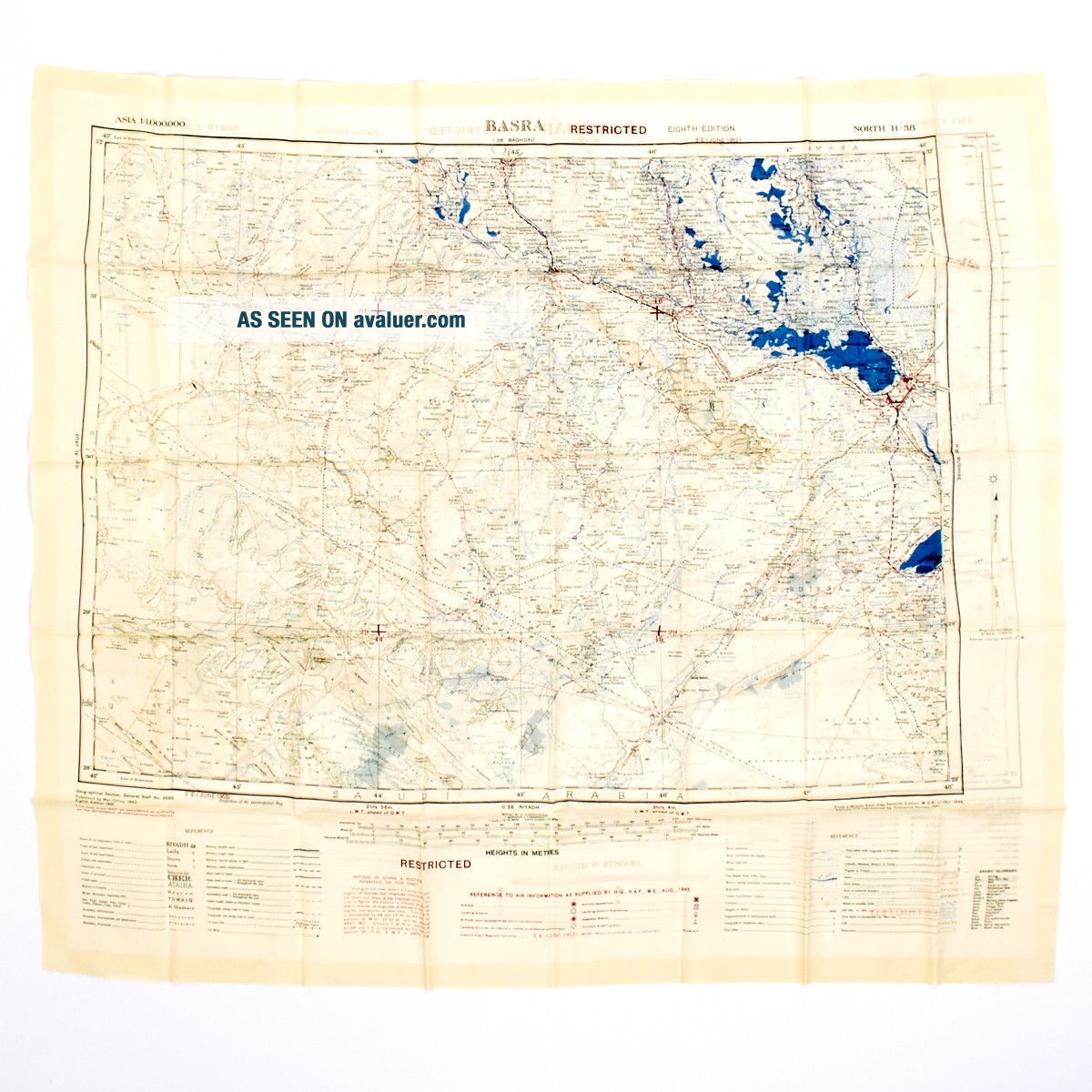 British Gulf War Fabric Map Of Baghdad & Basra | #55003
