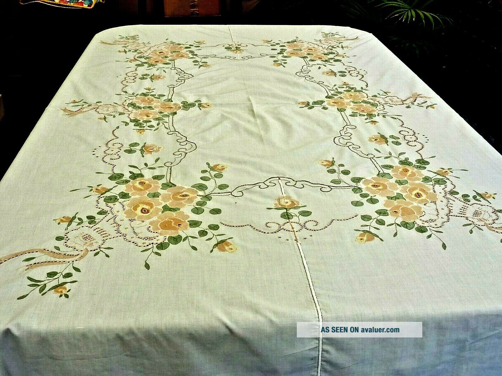 EXQUISITE WHITE FINE COTTON HAND EMBROIDERED APPLIQUE MADEIRA ...