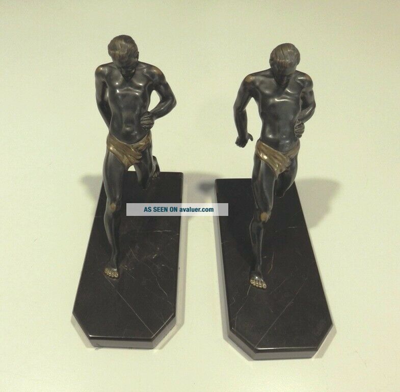 Antique ART DECO OLYMPIC RUNNERS BRONZE BOOKENDS | #64567