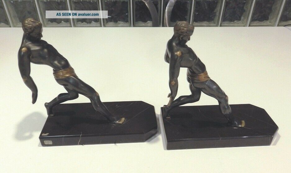 Antique ART DECO OLYMPIC RUNNERS BRONZE BOOKENDS | #64567