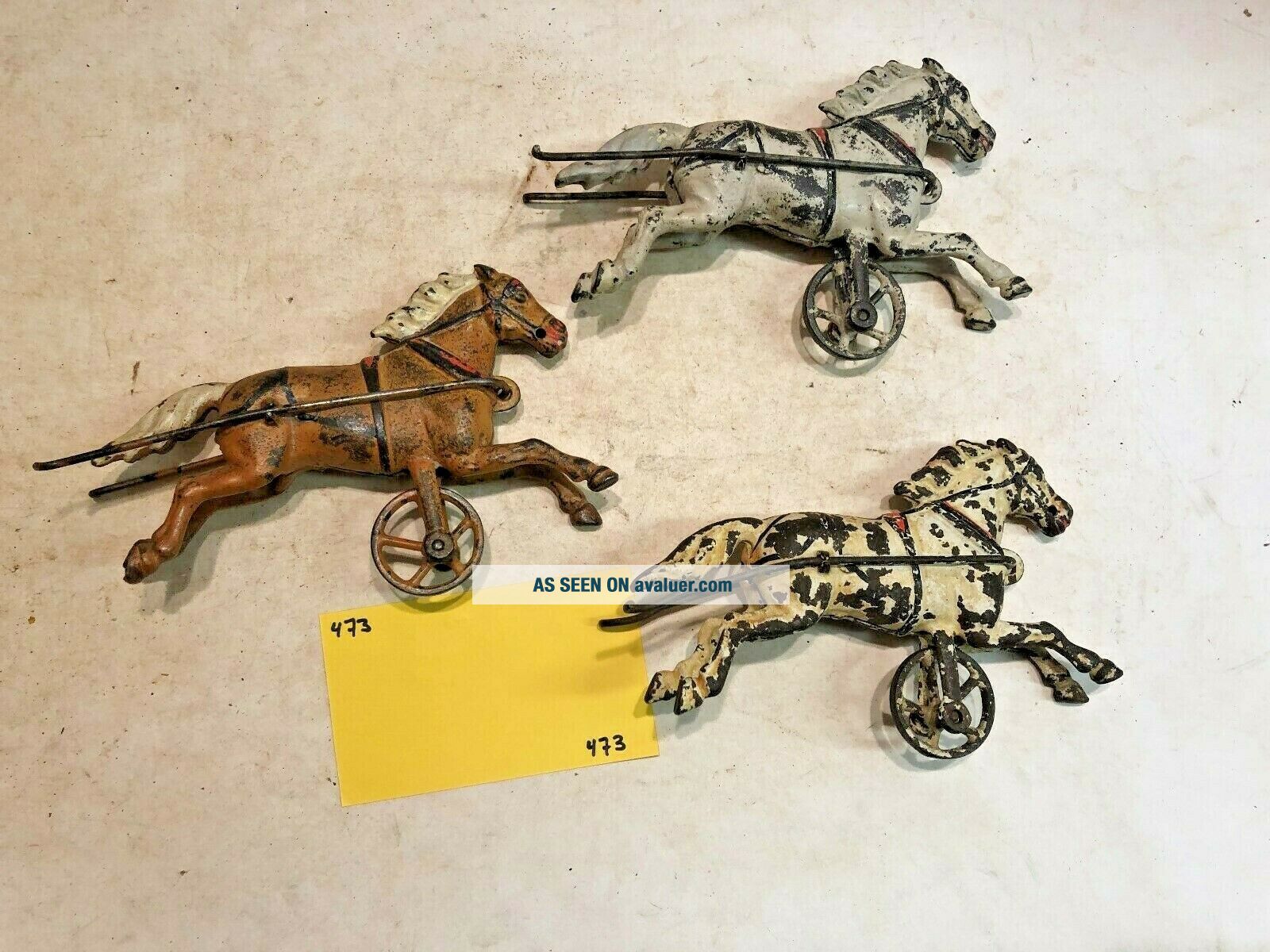 Vintage Toys Wilkins Hubley Dent Ives Kenton Parts, 3 Horses, Cast Iron ...