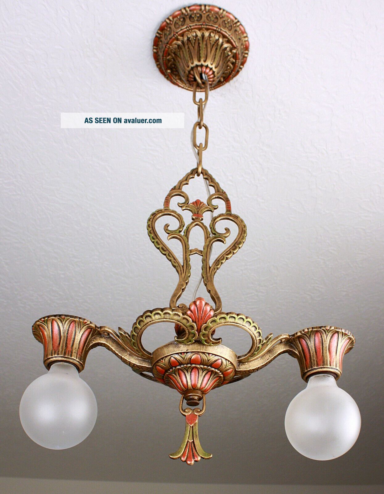 30 ' S Antique Vintage VIrden Ceiling Light FIxture CHANDELIER | #67567