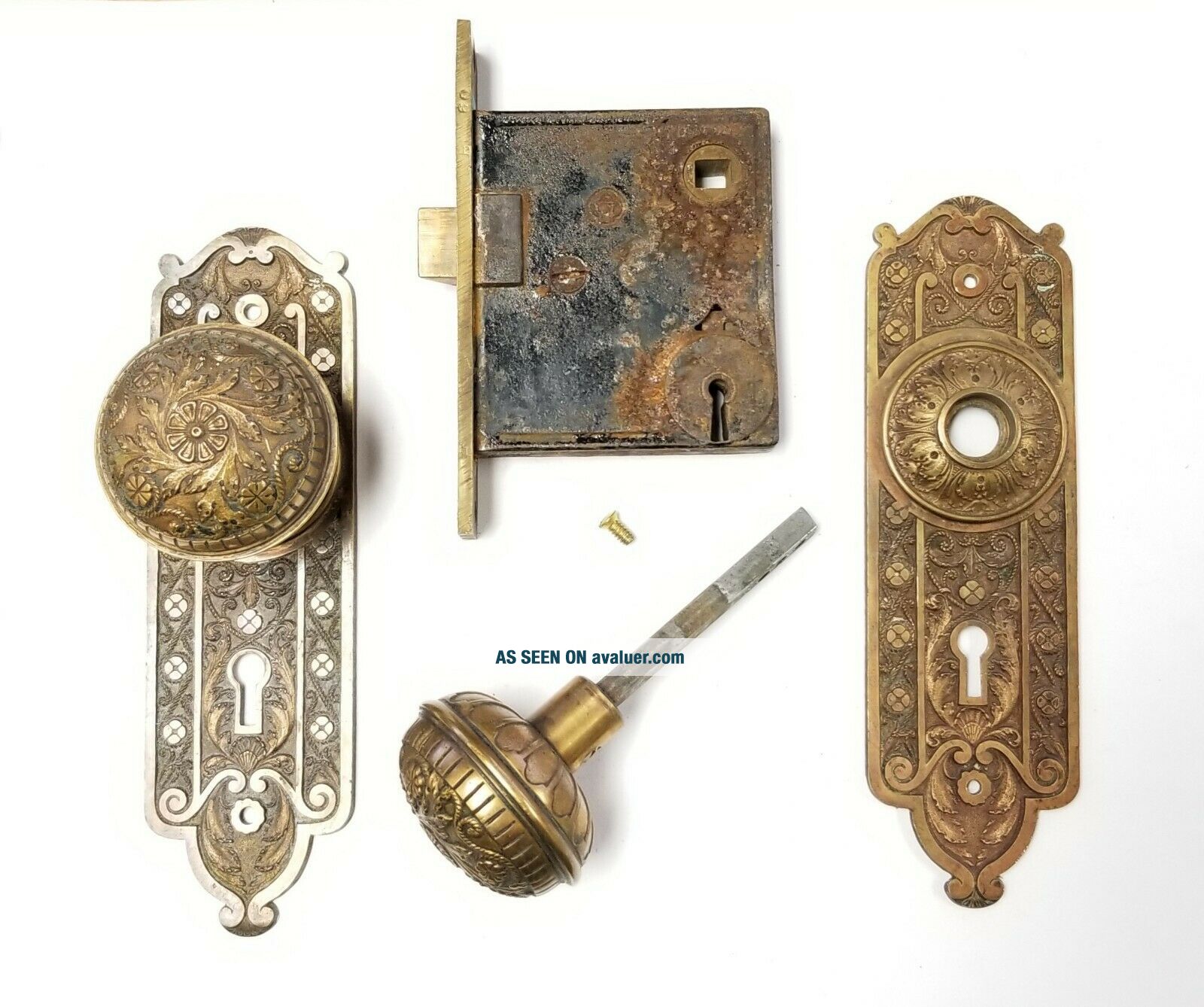 Antique Bronze Door Knob Back Plate Mortise Lock Set Hardware Keyhole ...