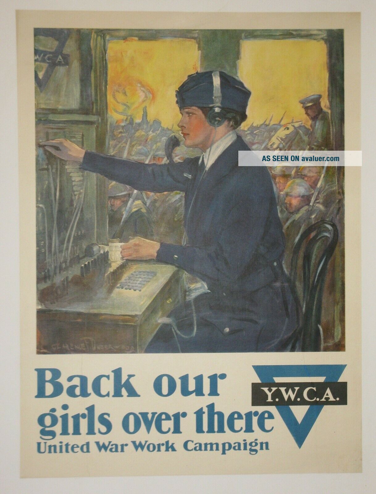 YWCA Hello Girl Poster Linen First World War I WW1 WWI 1918 Clarence ...