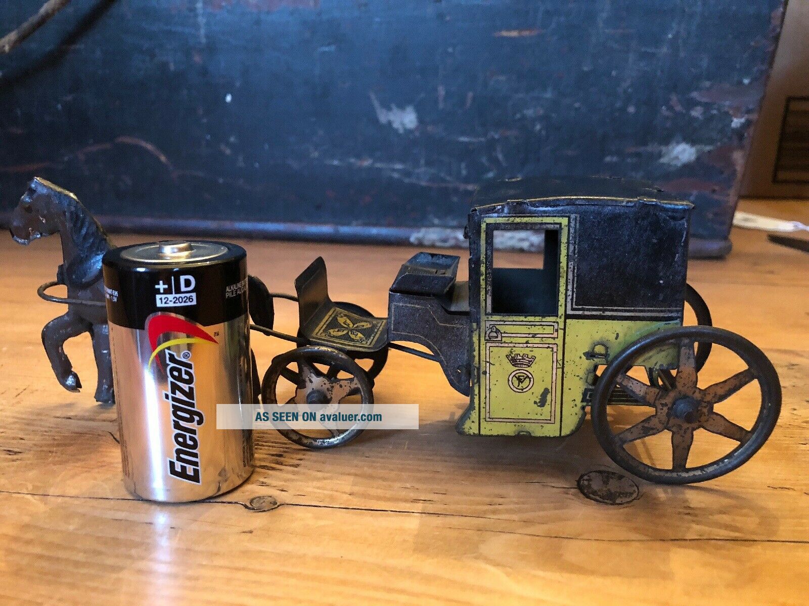 RARE GERMAN PENNY TOY Horse Drawn Carriage Tin | #95452
