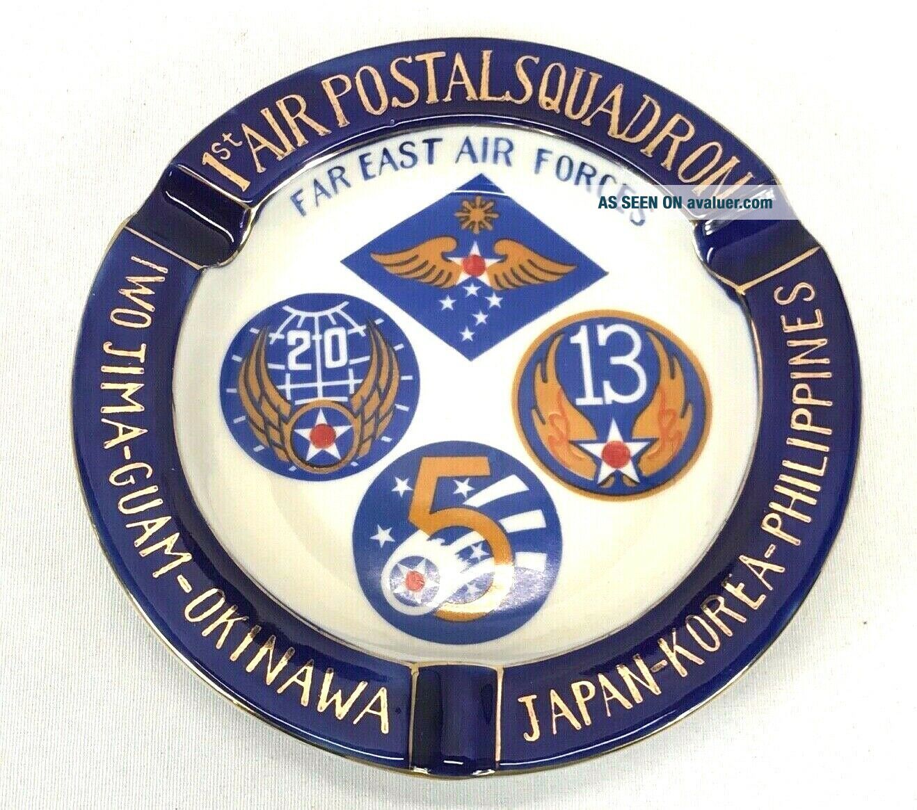 Post WWII US Army Air Forces 1st Air Postal Squadron Ashtray | #98166