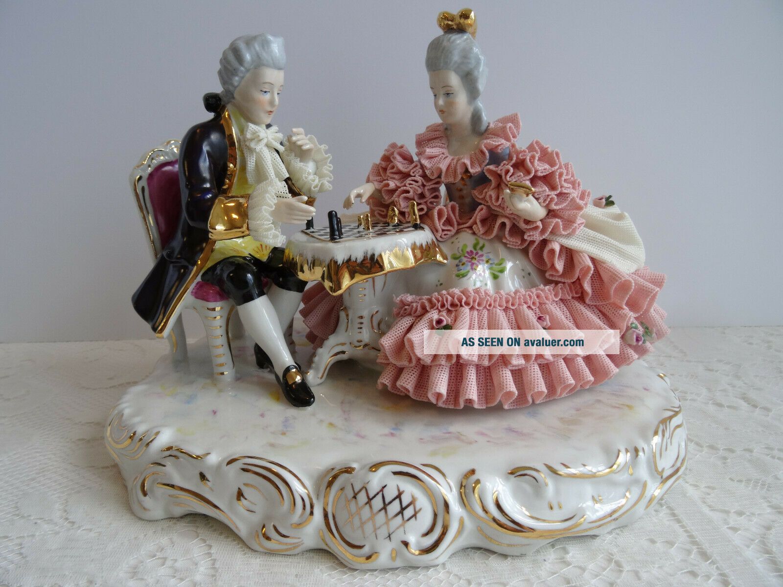 SPECTACULAR DRESDEN FIGURINE GERMAN DRESDEN PORCELAIN LACE FIGURE ...