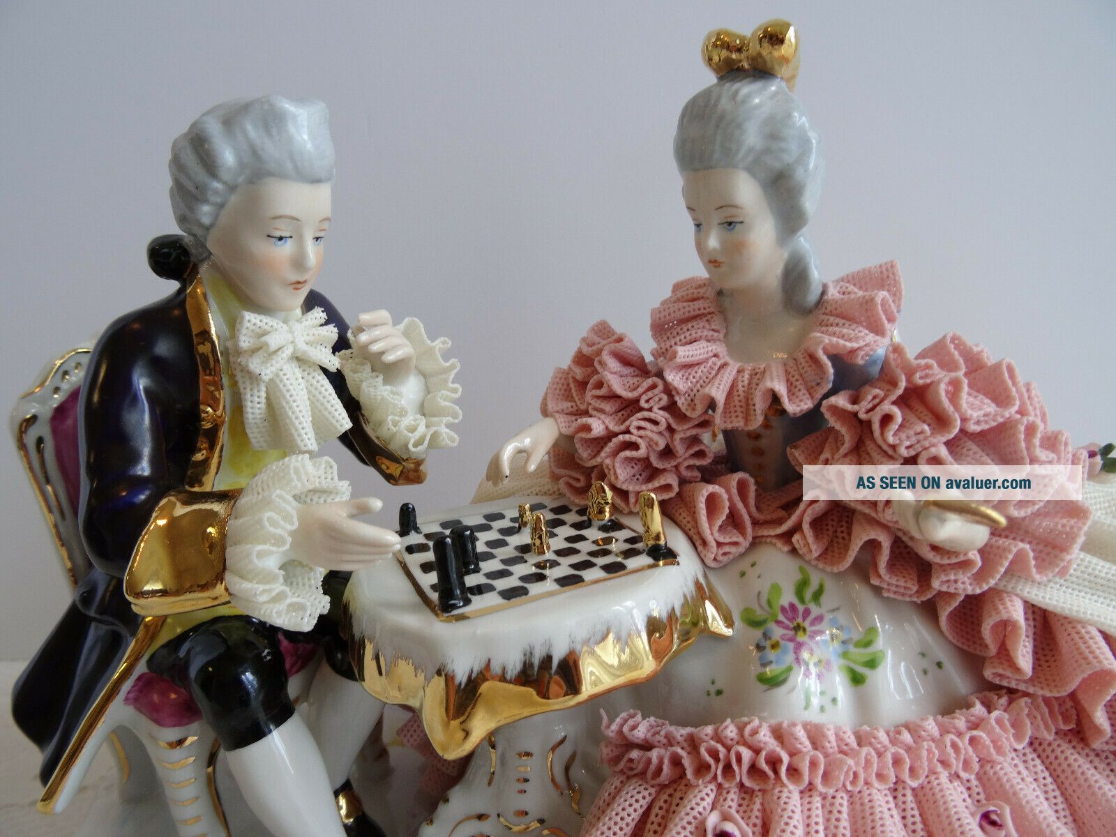 SPECTACULAR DRESDEN FIGURINE GERMAN DRESDEN PORCELAIN LACE FIGURE ...