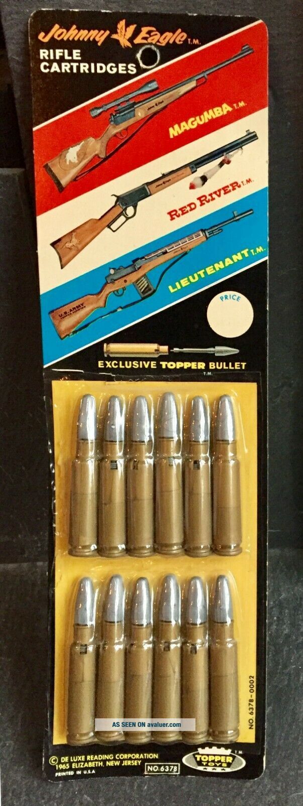 " Johnny Eagle " MOC (on Card) Package Of 12 Long Rifle Bullets. | #104920