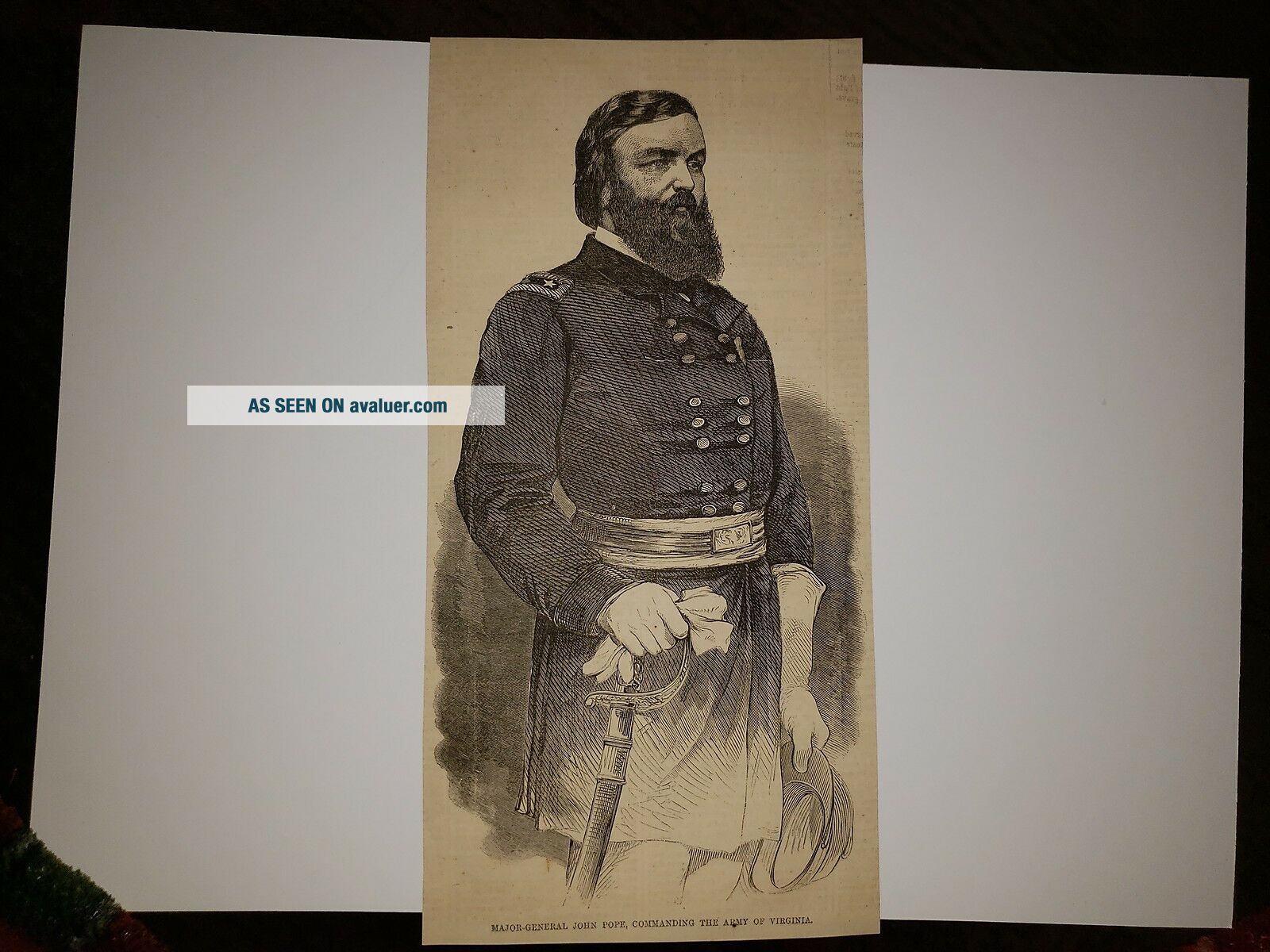 General John Pope Army Of Virginia Civil War 1862 HW Sketch Woodcut ...