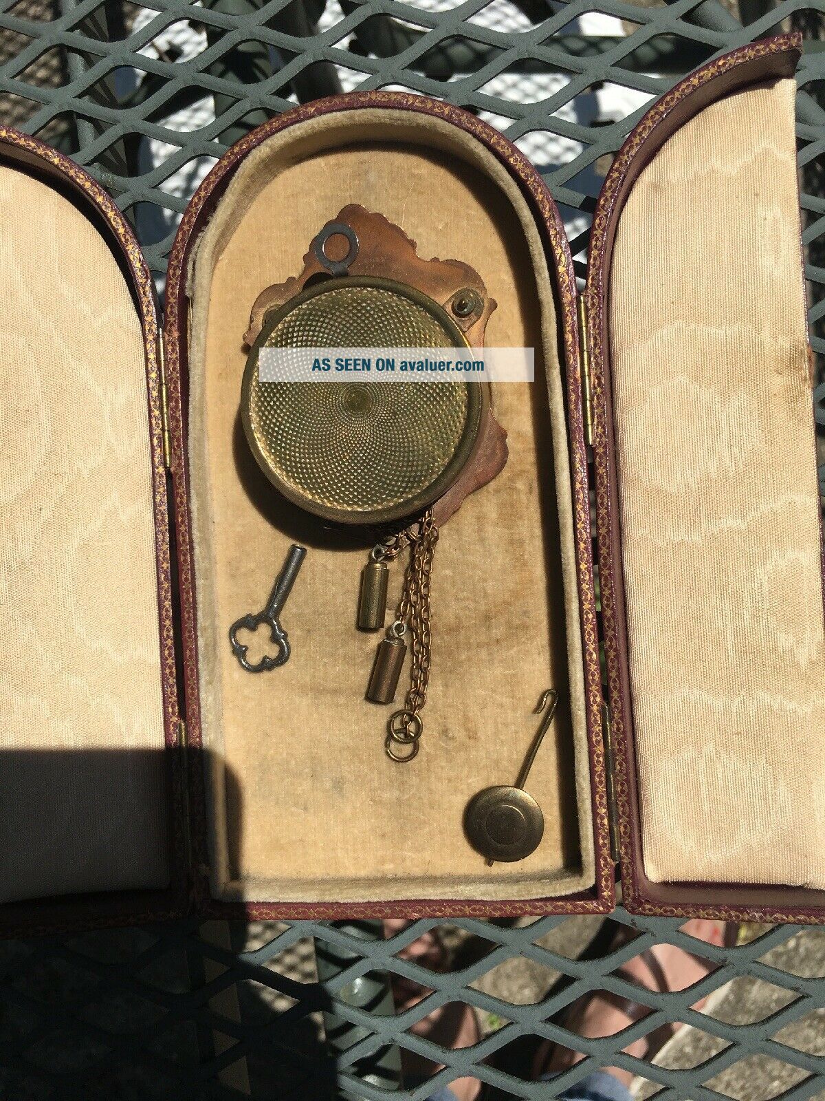 ANTIQUE MINIATURE Blue GUILLOCHE ENAMEL GERMAN KEY WIND PENDULUM WALL ...