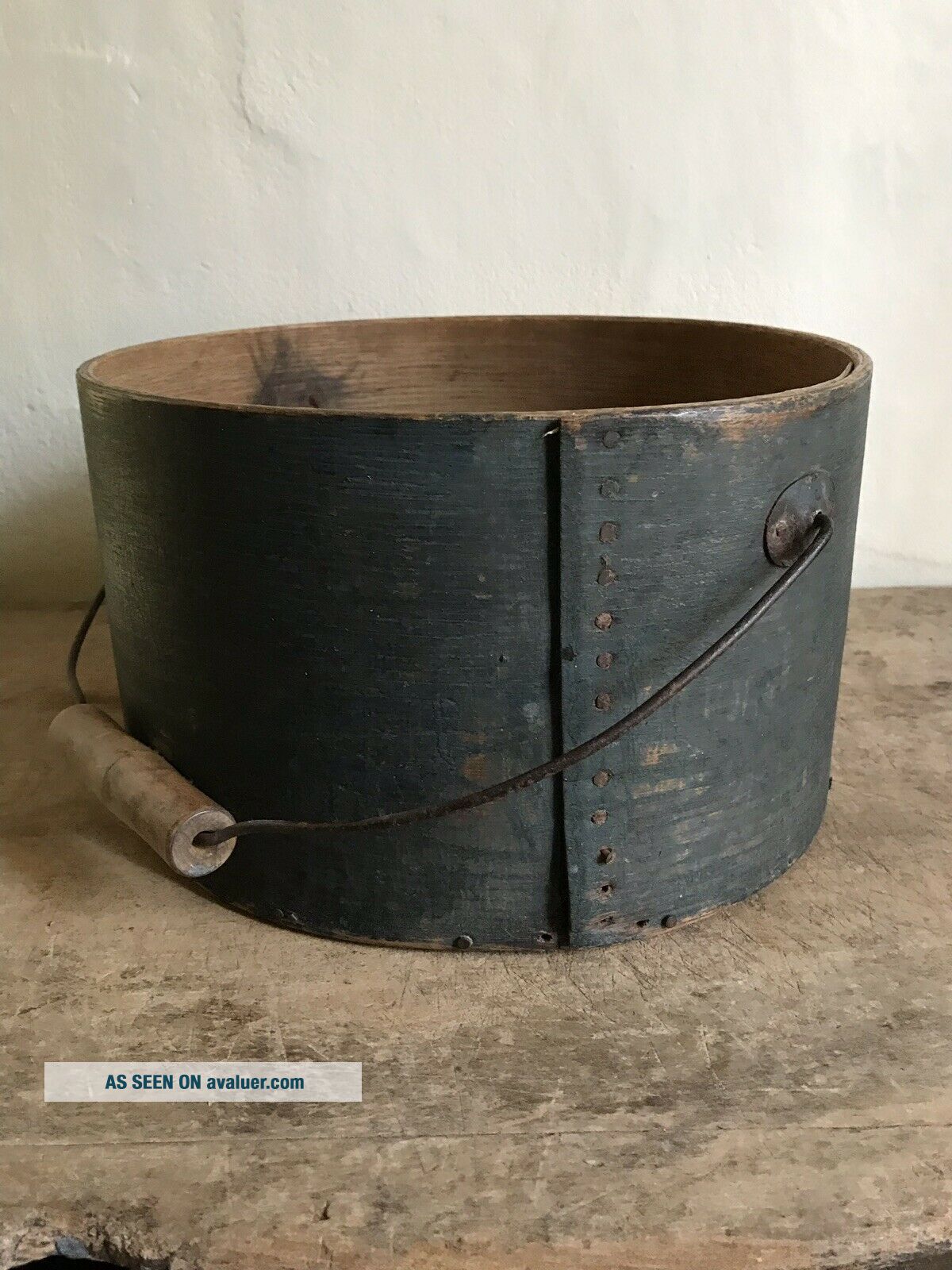 BIG Early Antique Wooden Bail Handle Measure Pantry Box Paint AAFA ...