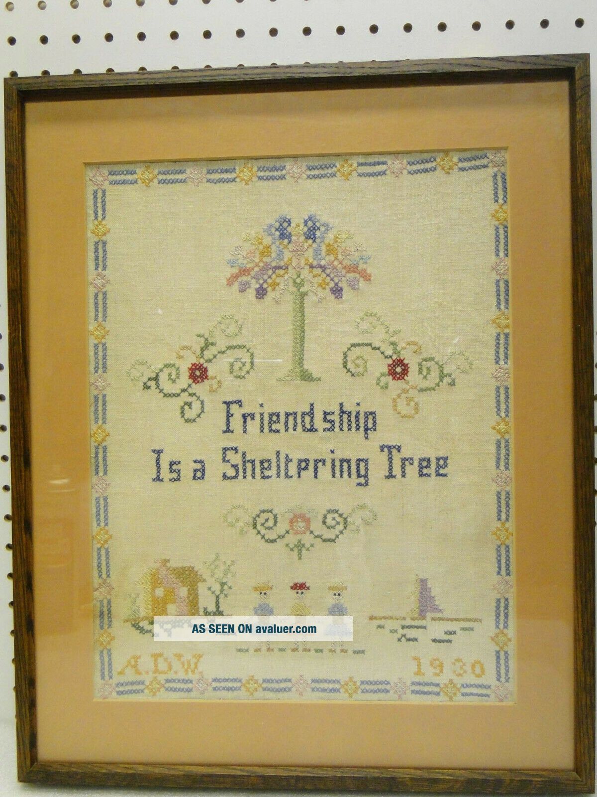 1930 Wood Framed Cross Stich Sampler 21in X 17in Friendship Is A ...