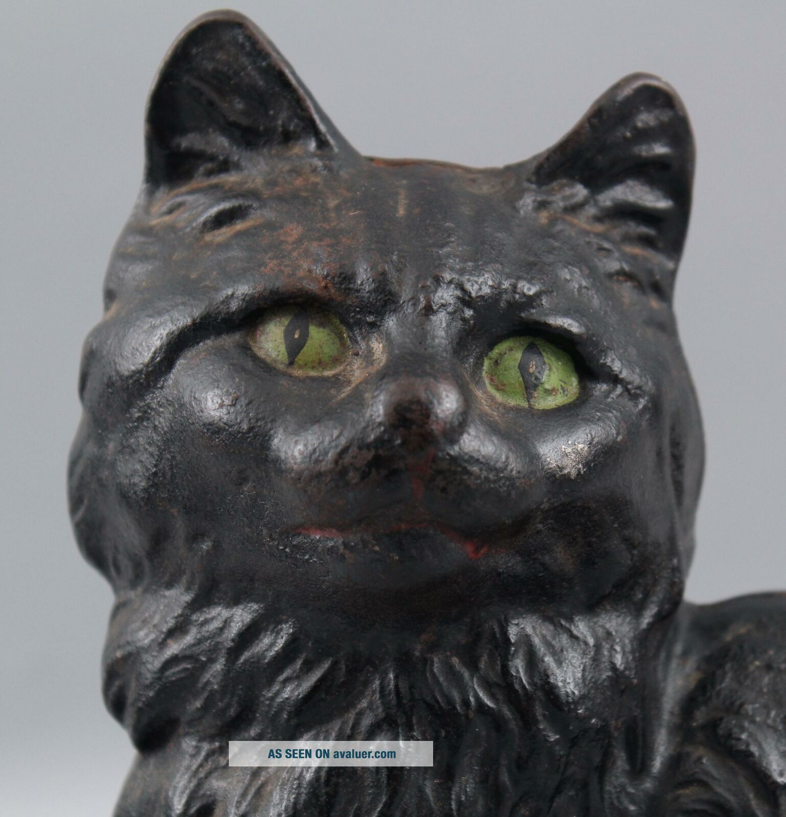 Antique Signed Hubley Cast Iron Cat Doorstop Black Paint | #155707
