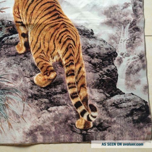 Tibetan Nepal Silk Embroidered Thangka - - Tiger | #159446