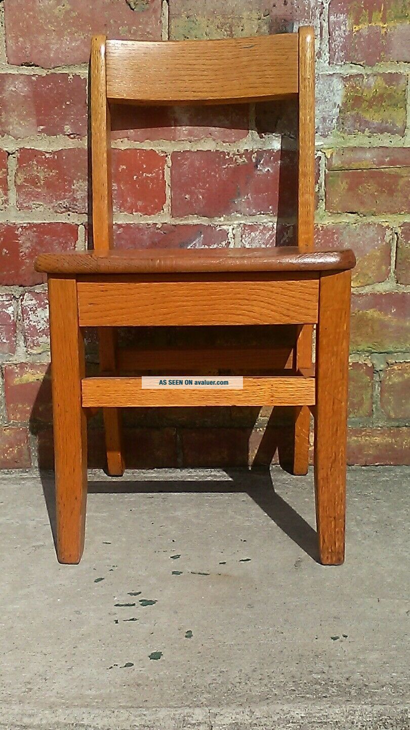 Vintage Solid Oak Childs Primary School Classroom Library Chair 14 ...