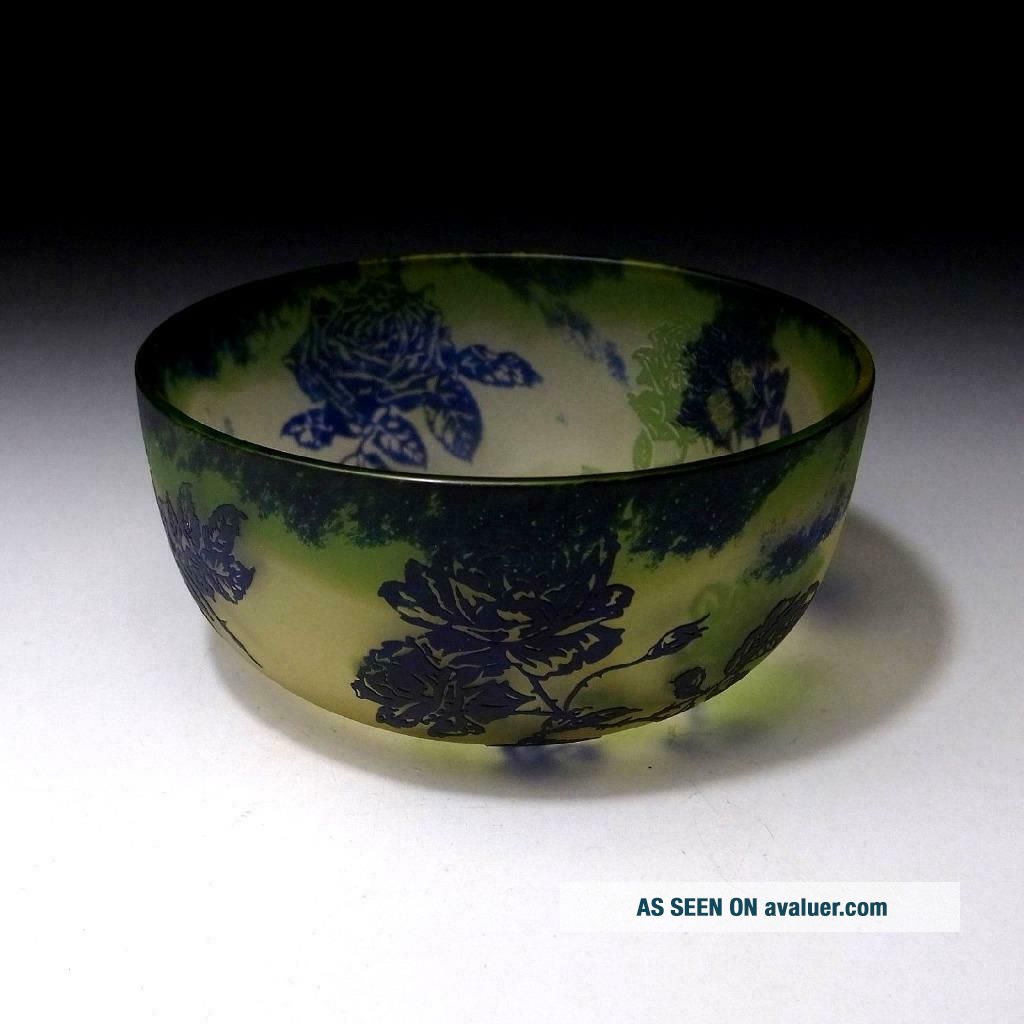 DJ7: Vintage Japanese Glass Tea Bowl With Wooden Storage Box | #168559