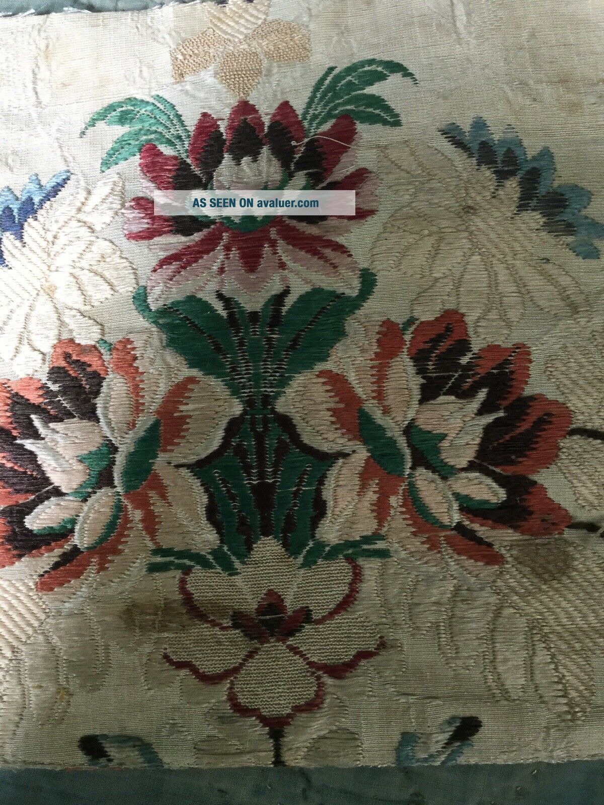 18 Th Century Silk Brocade Panel With Roses | #175720