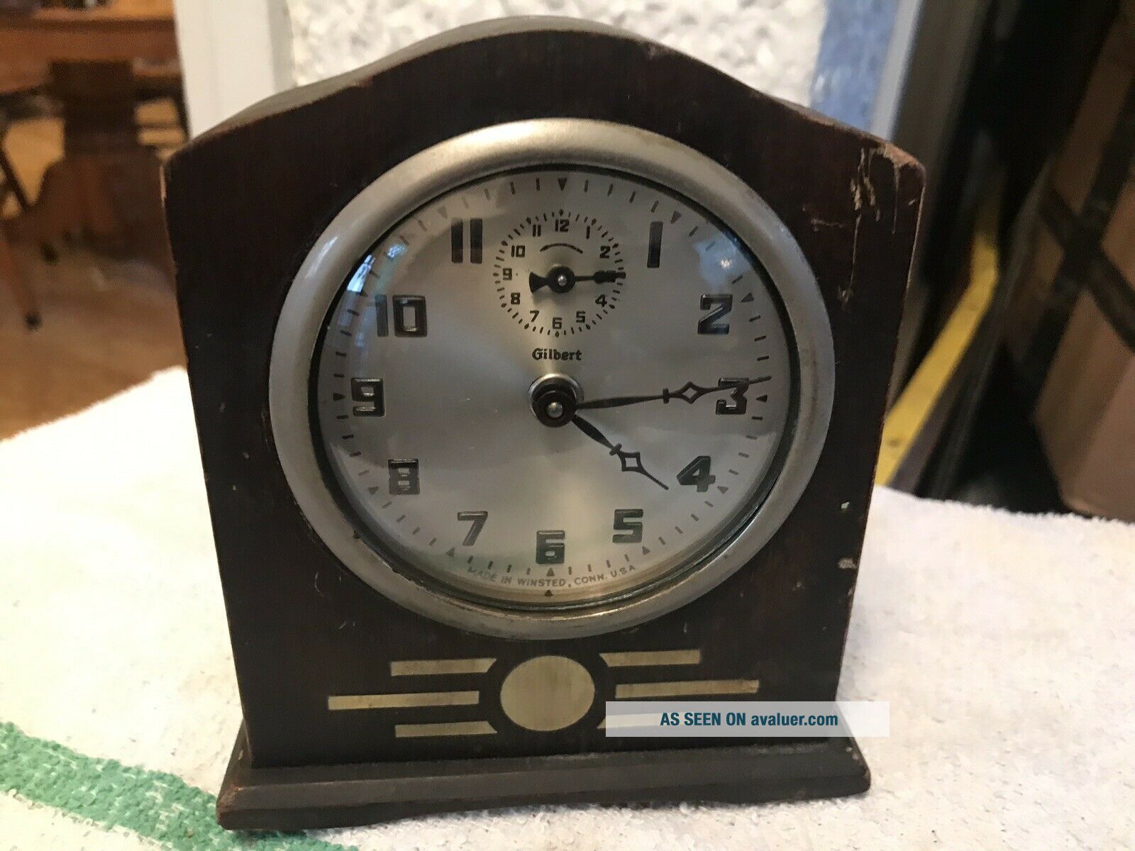 MARKED GILBERT VINTAGE ALARM CLOCK PARTS REPAIR WOOD CASE | #179450