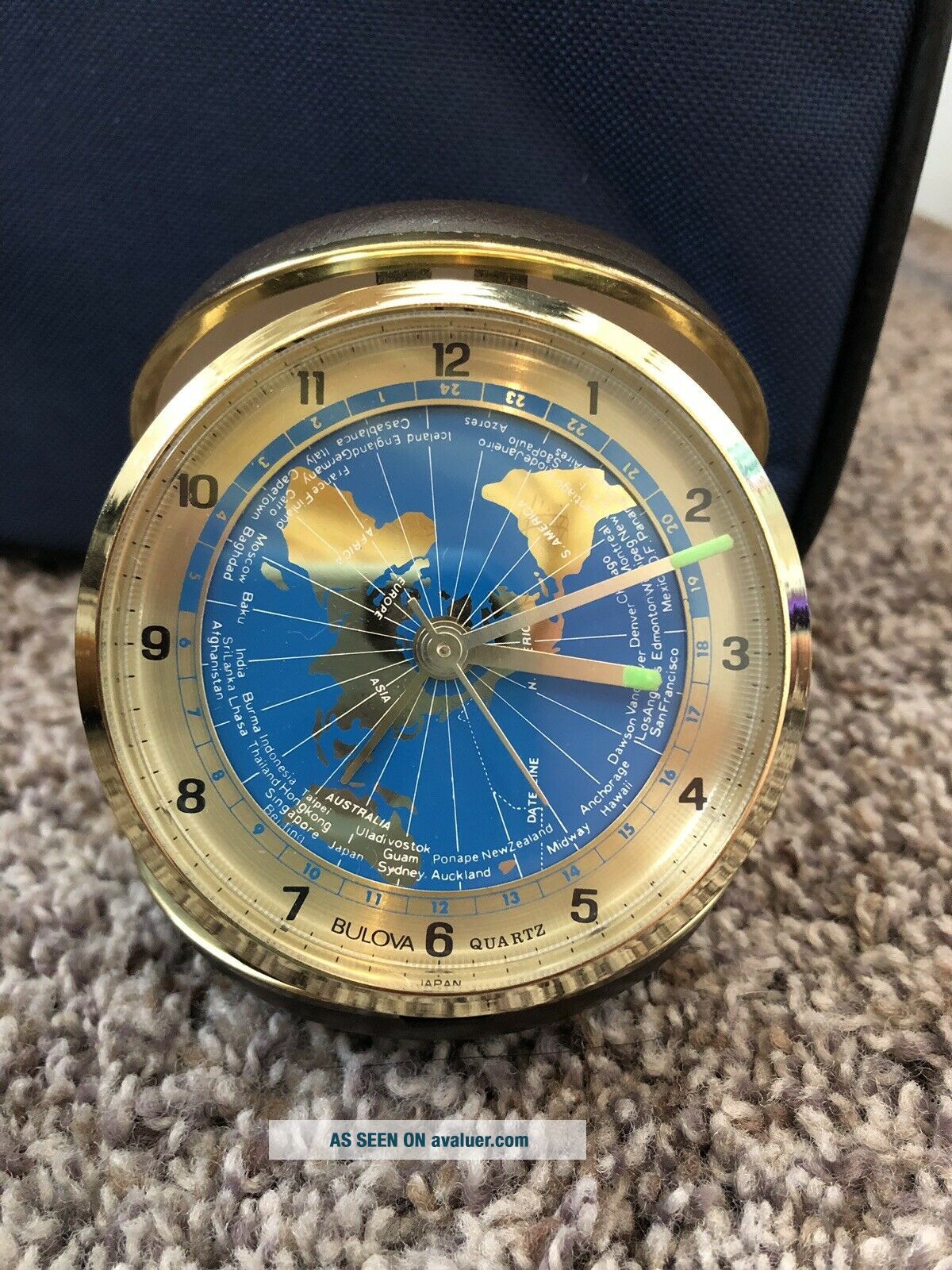 Bulova Travel Alarm Clock With Blue Face - | #208079