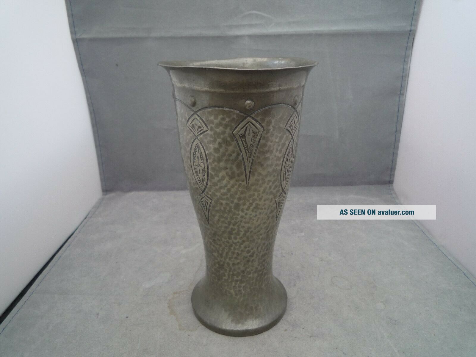 ARTS AND CRAFTS MAYFLOWER PEWTER VASE 8 INCH HIGH | #209164