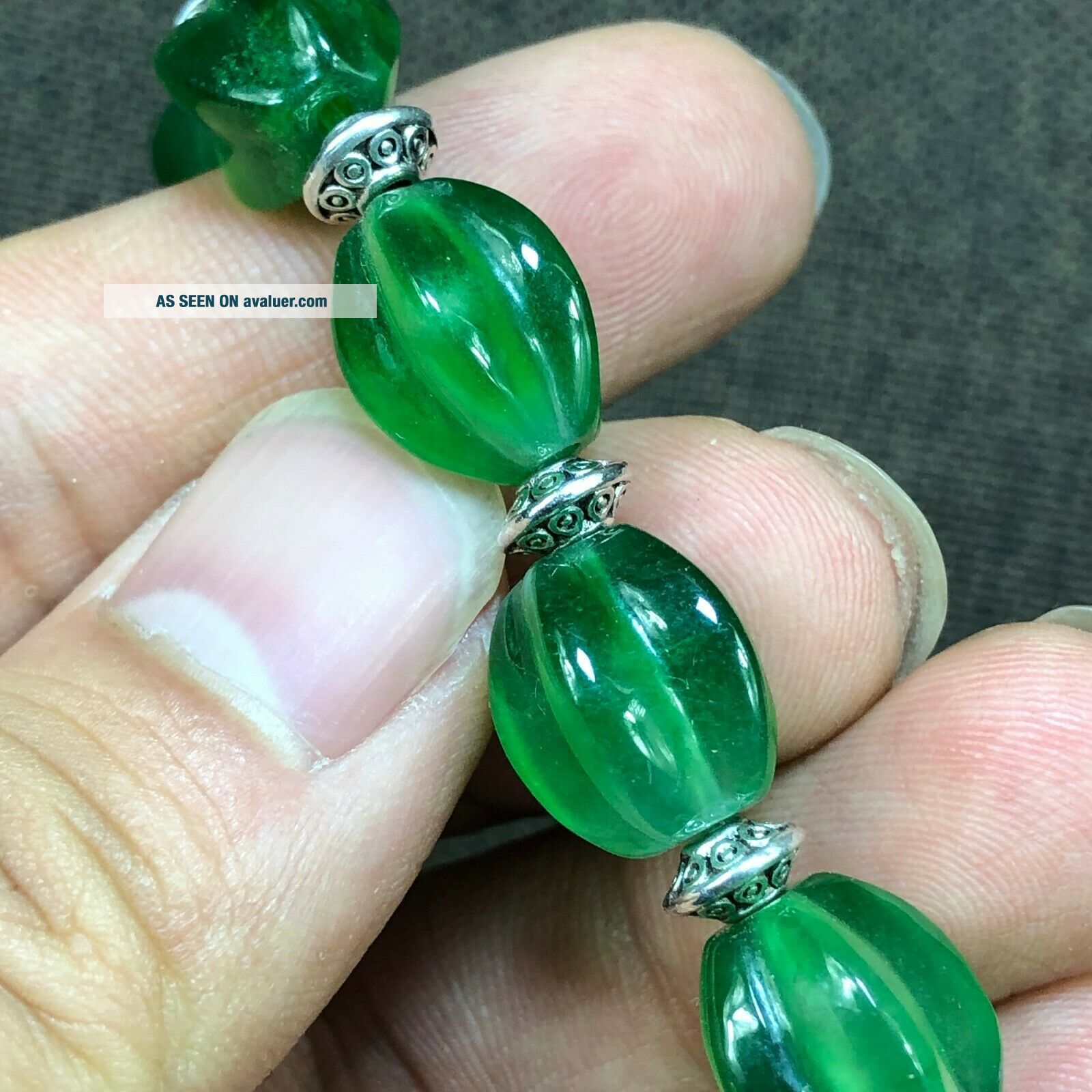Collectible Chinese Rare Green Jadeite Jade Handwork Carambola Beads ...