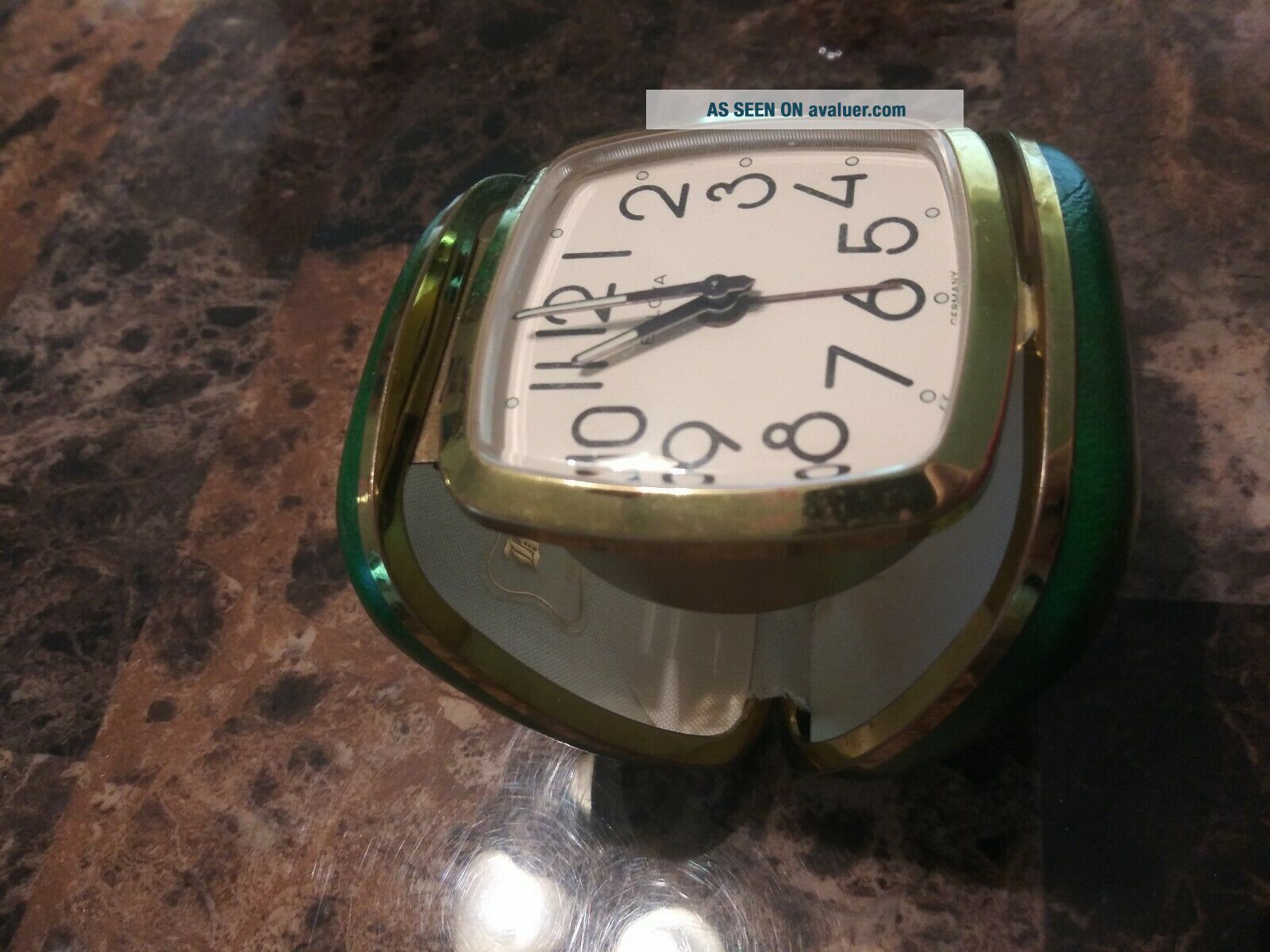 Vintage Bulova Travel Alarm Clock Green Case | #221378