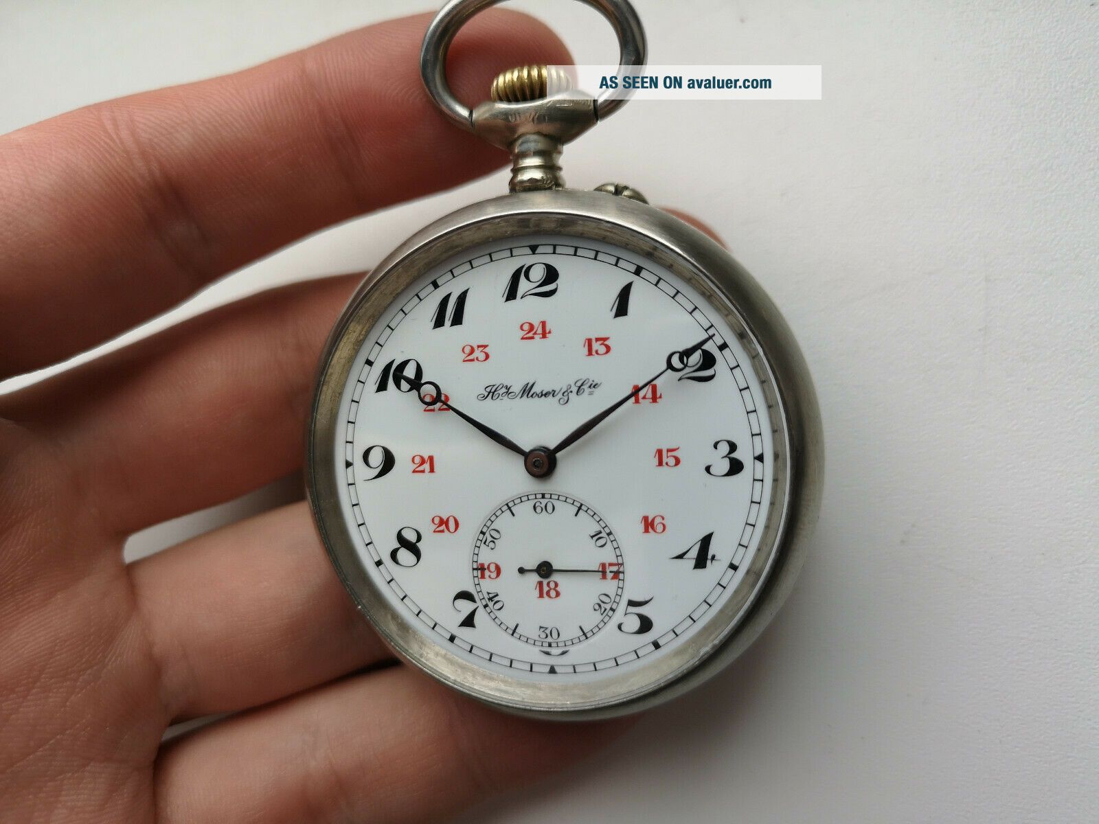 Rare OLD Antique Watch H. Moser Henry 24H Dial Pocket Watch | #235718