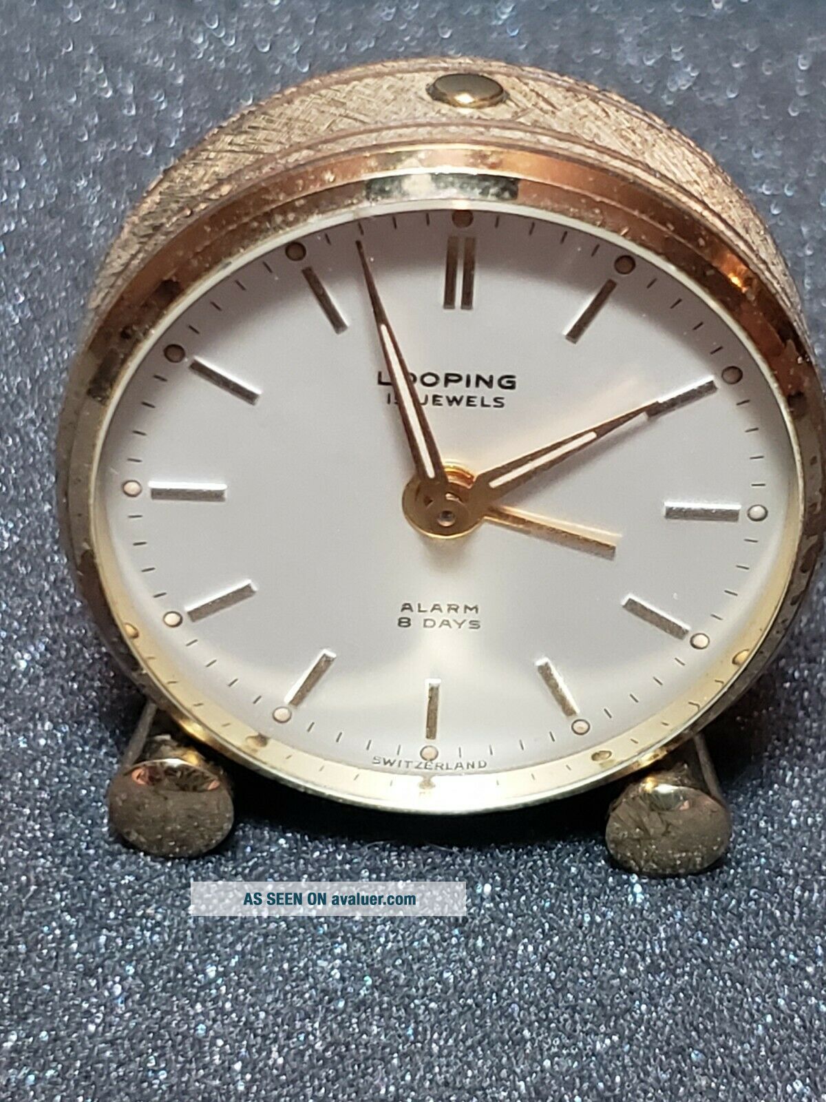 Vintage Looping Alarm Clock 15 Jewels 8 Days Switzerland | #237856