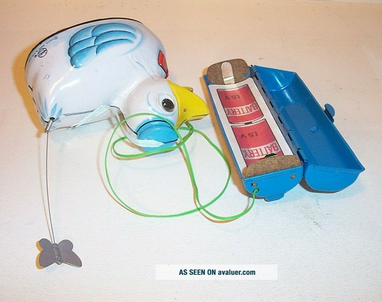 1950 ' S BATTERY OPERATED DUCK WITH MOVING BUTTERFLY TIN LITHO TOY MIB ...