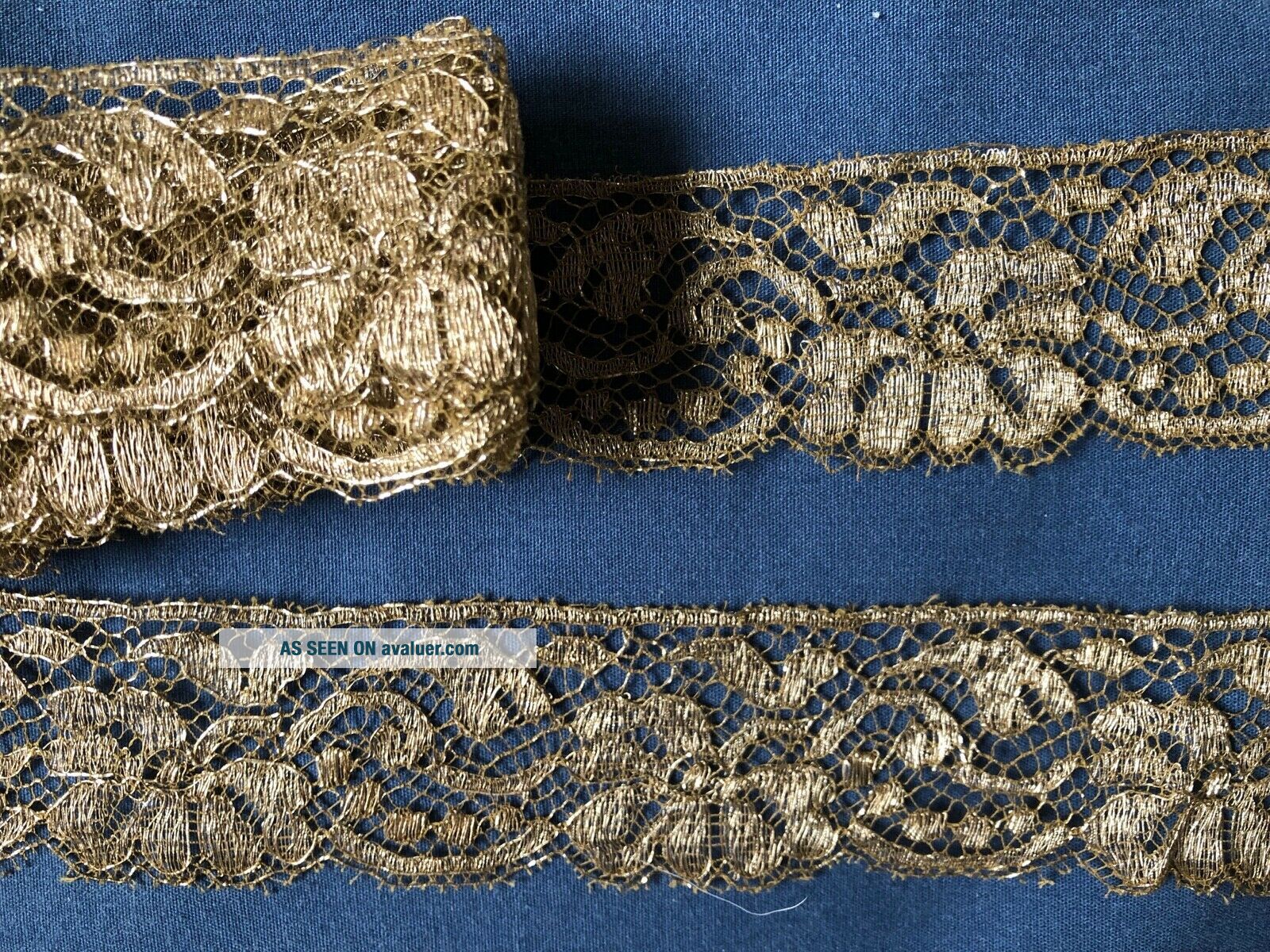 Vintage GOLD Metallic Machine Lace Edging Yardage - Craft Costume | #257215