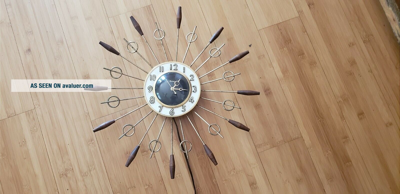 VINTAGE MID CENTURY MODERN UNITED ATOMIC STARBURST WALL CLOCK | #273100