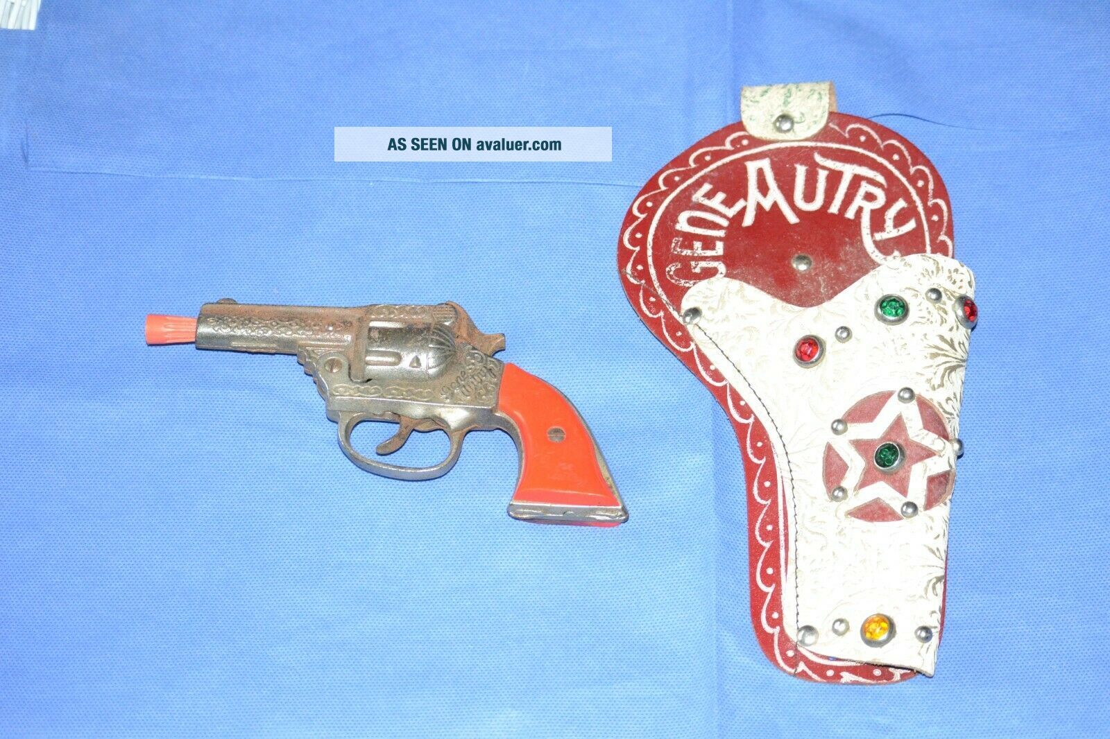 Vintage RARE 1943 KILGORE GENE AUTRY Cast Iron Cap Gun Leather Holster ...