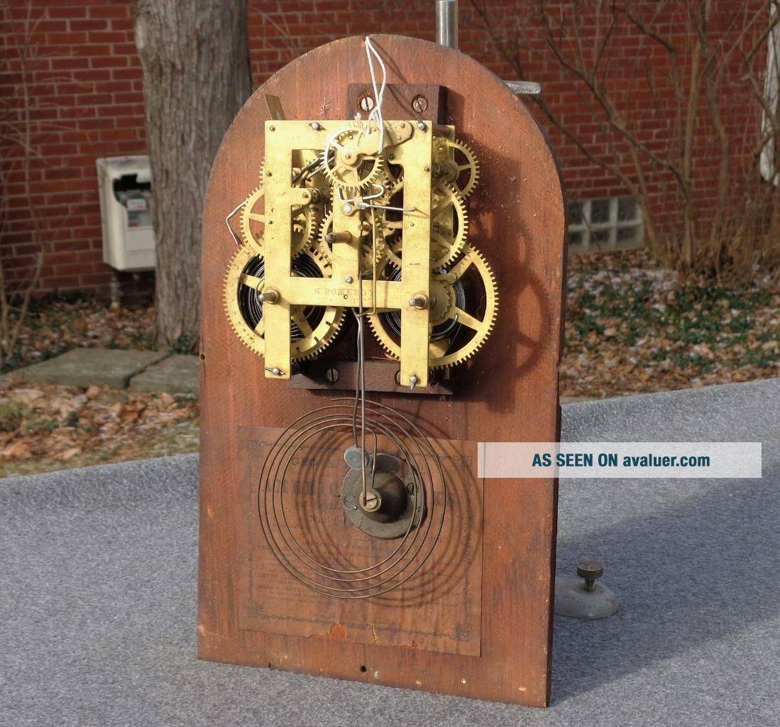 Pomeroy 8 Day Time Strike Shelf Mantle Clock Movement Gong Label Back ...