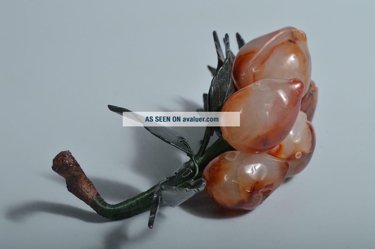 T4137: Chinese Stone Peach STATUE Sculpture Ornament Figurines Okimono ...