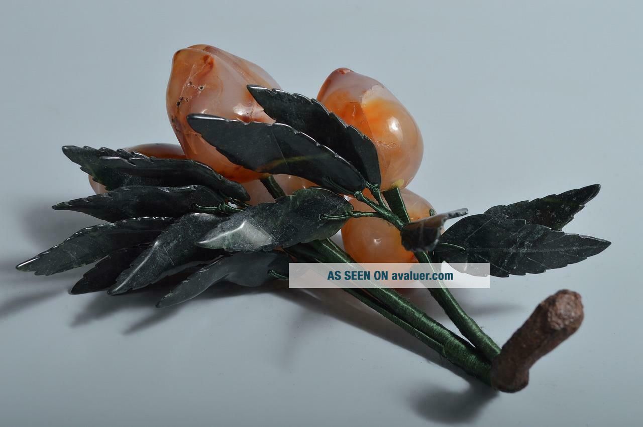 T4137: Chinese Stone Peach STATUE Sculpture Ornament Figurines Okimono ...