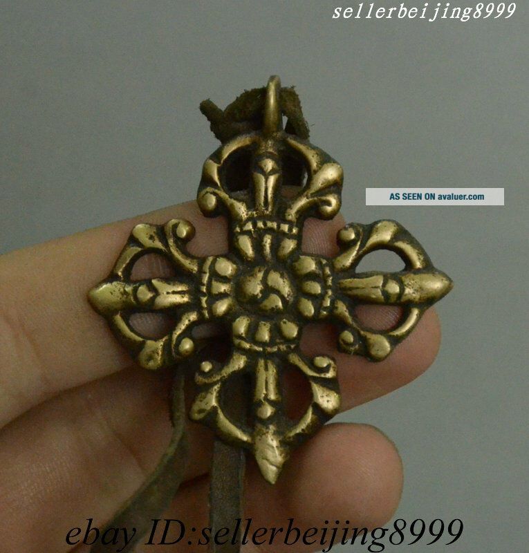 Antique Old Tibetan Buddhism Temple Copper Bronze Cross Artifact ...