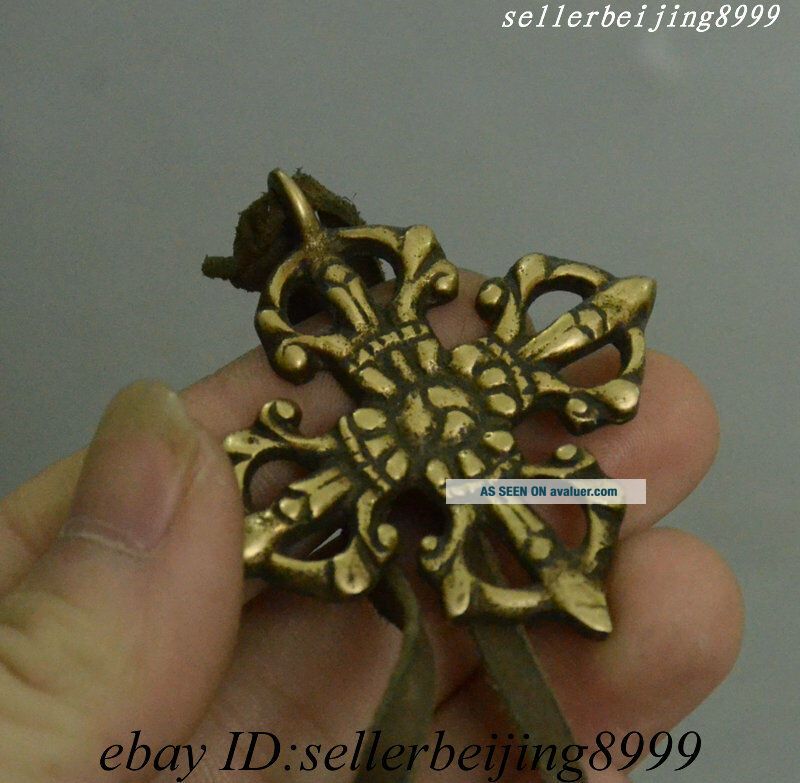 Antique Old Tibetan Buddhism Temple Copper Bronze Cross Artifact ...