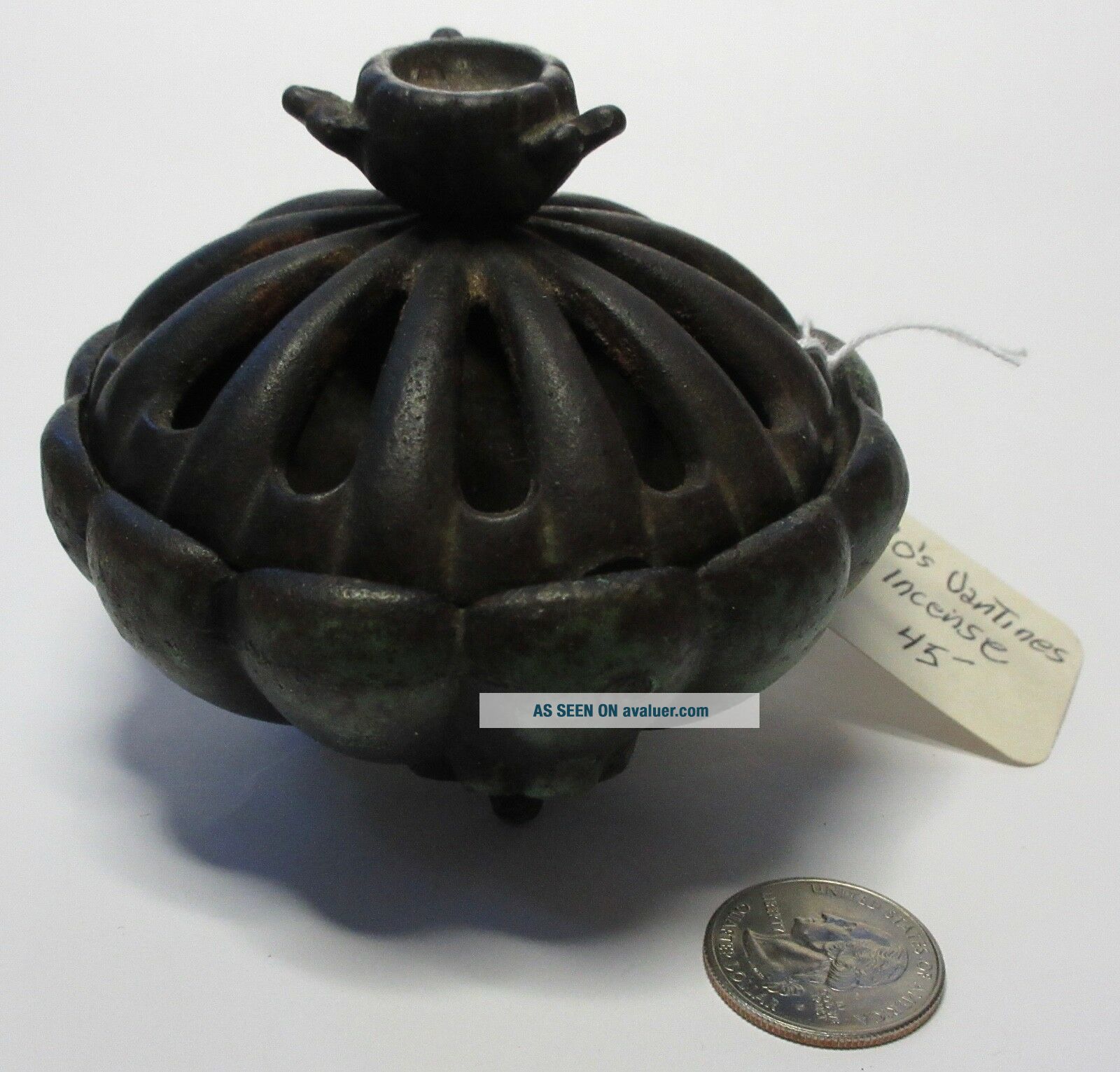 Antique Signed Van Tine ' S Cast Iron Incense Burner | #303553