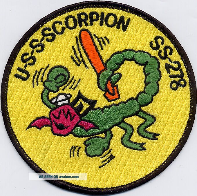 USS Scorpion SS 278 - Scorpion Holding Torpedo BC Patch Cat No B634 ...