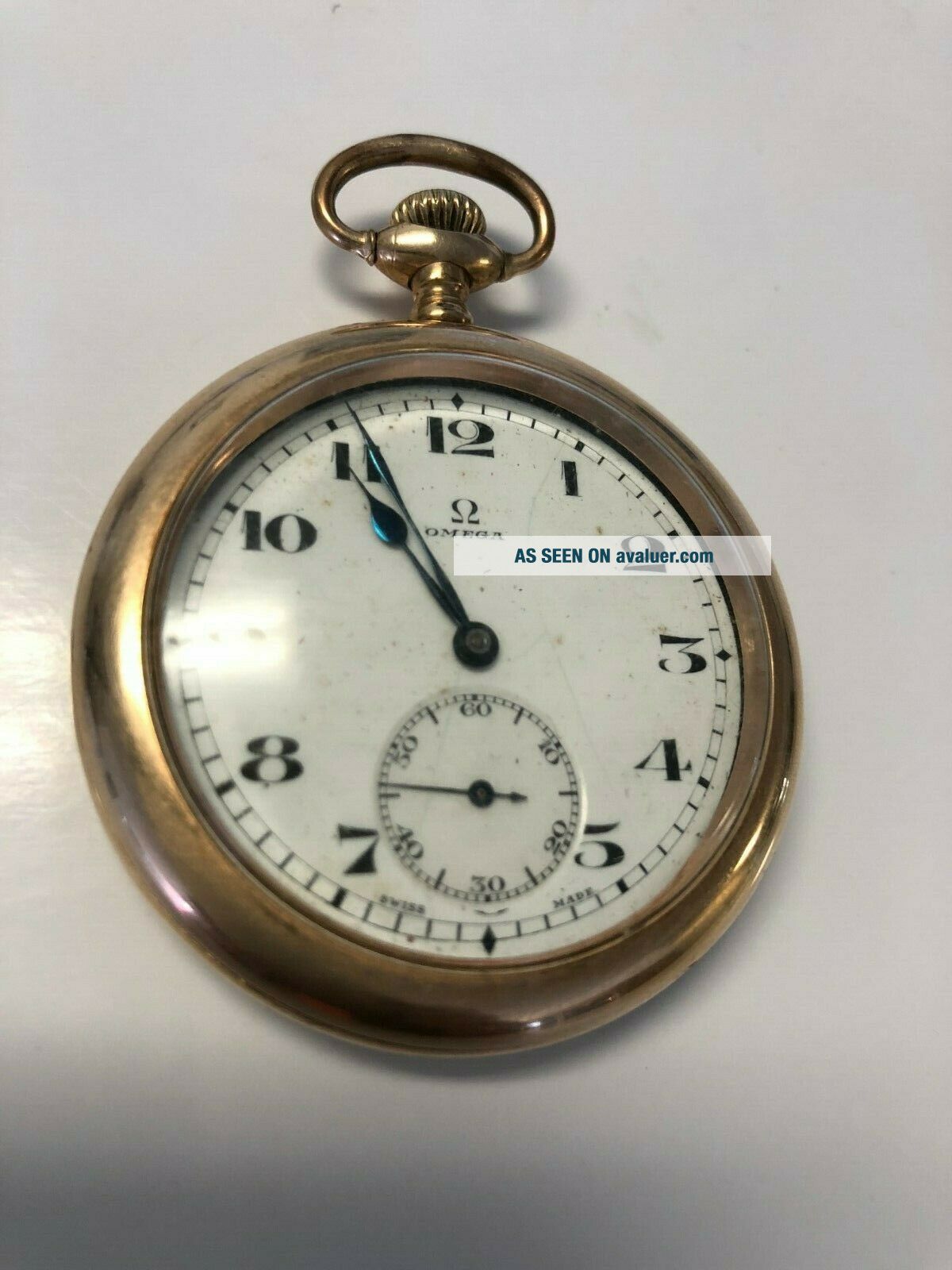 Vintage Omega - Gold Filled Pocket Watch Cobalt Blue Handles | #321281